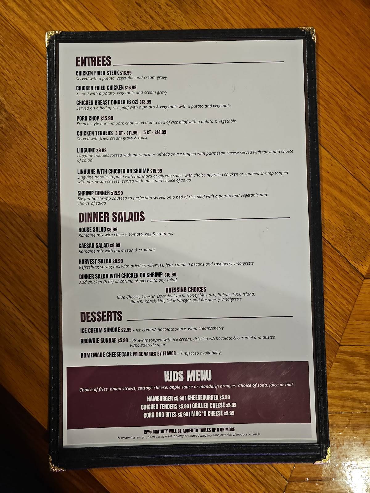 Menu at PJ'S Bar and Grill, Little River