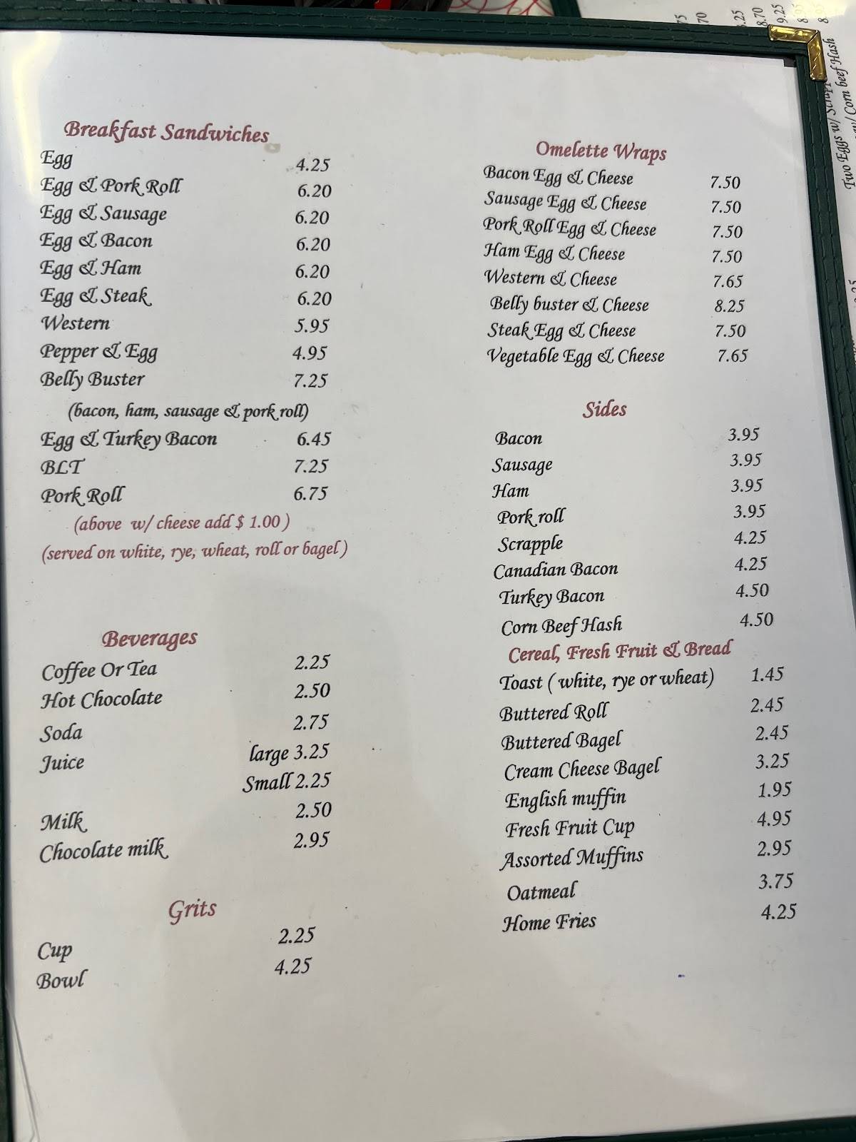 Menu at POPPY'S PLACE restaurant, Toms River