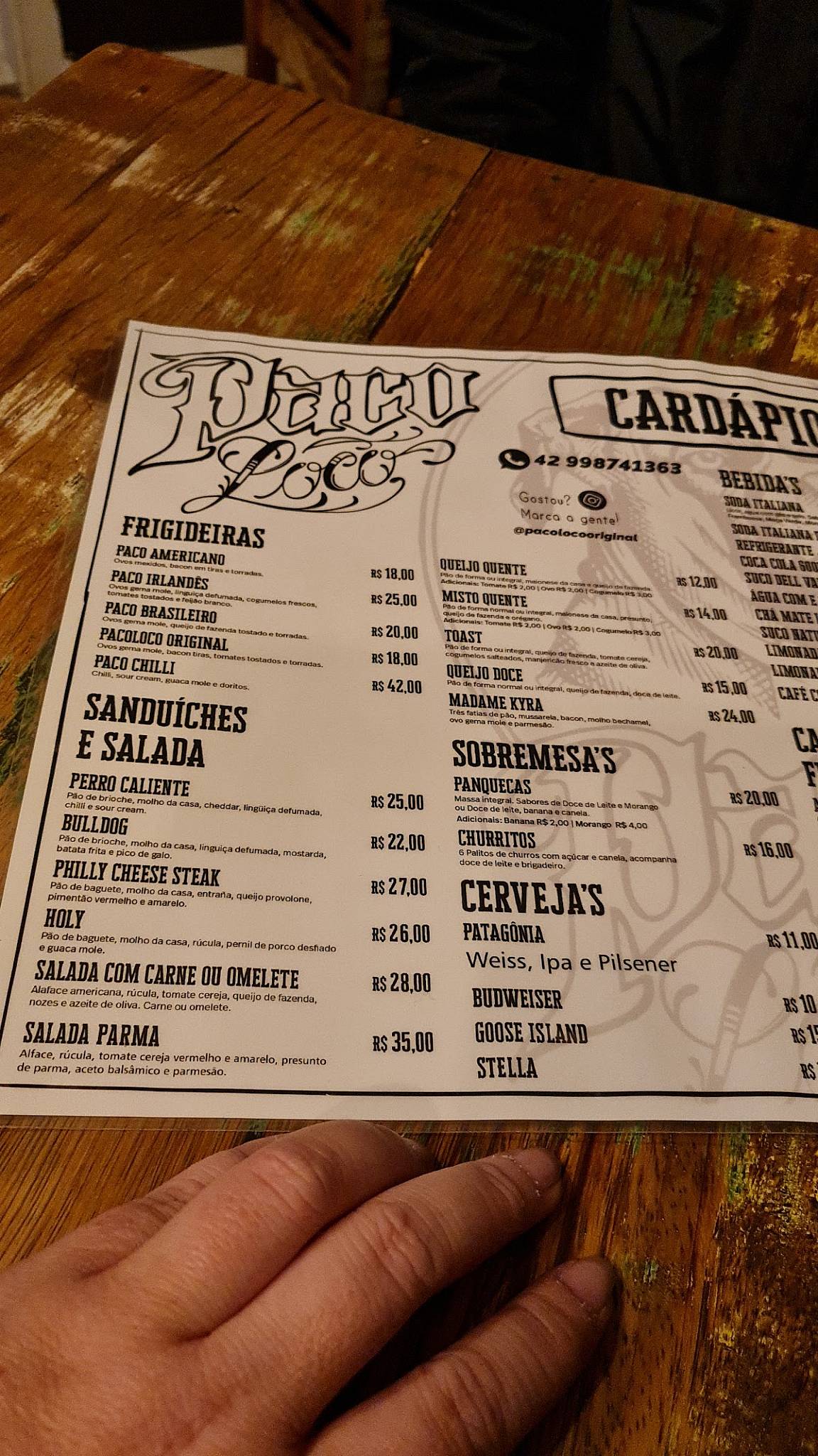 Menu em Paco Loco Original pizzaria, Ponta Grossa