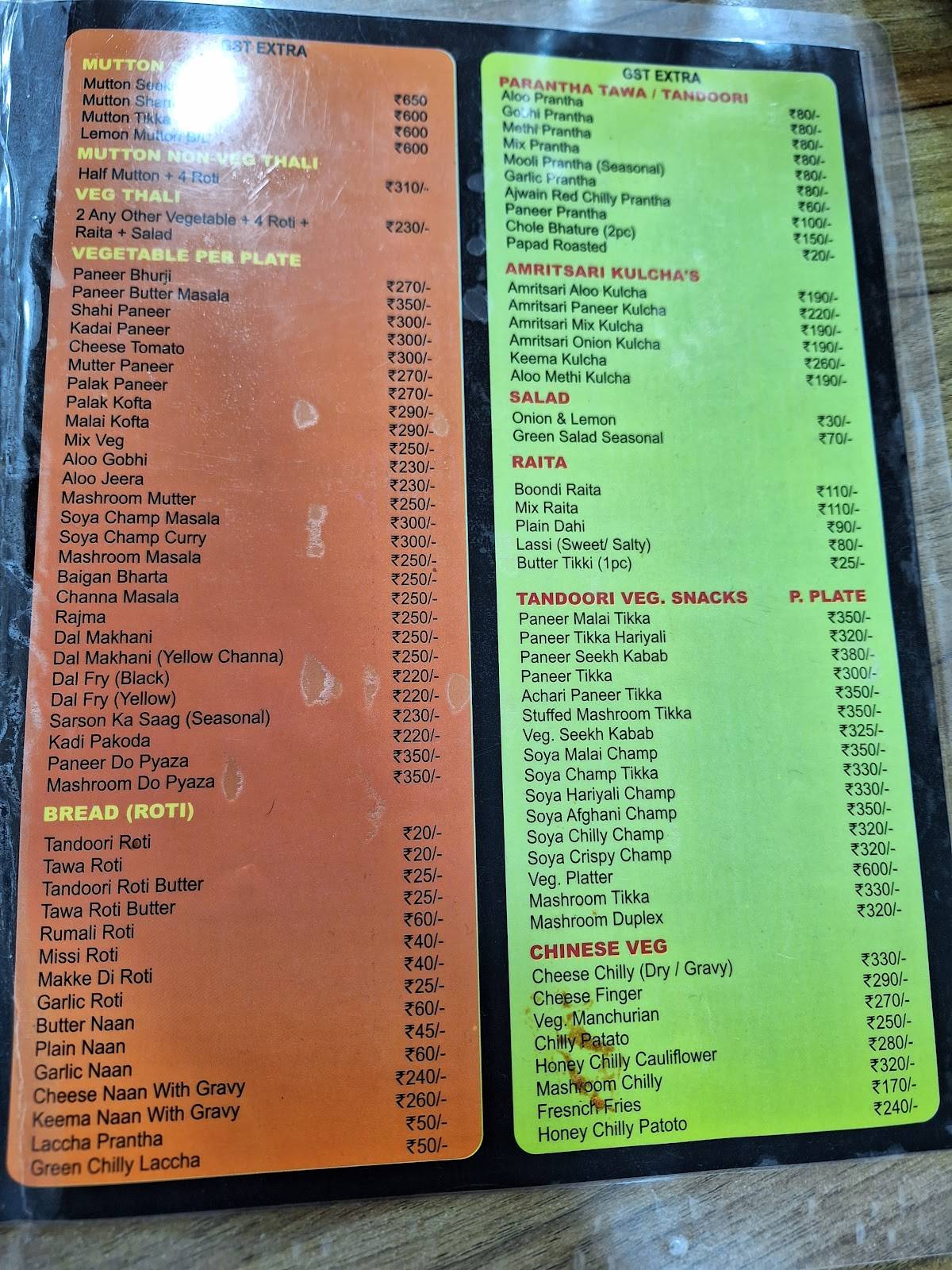 Menu at Pal Dhaba-Pal Dhaba Chandigarh-Non Veg Restaurant-Celebrity ...