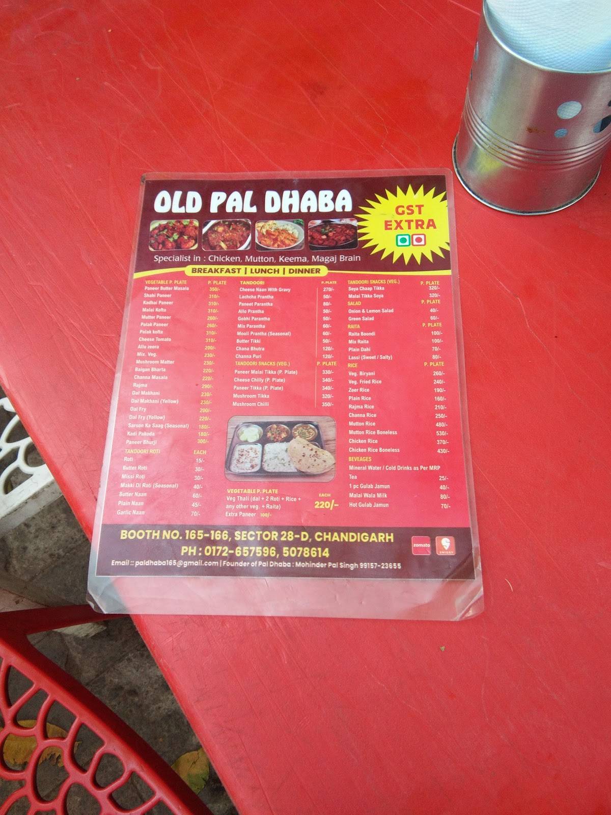 Menu at Pal Dhaba-Pal Dhaba Chandigarh-Non Veg Restaurant-Celebrity ...