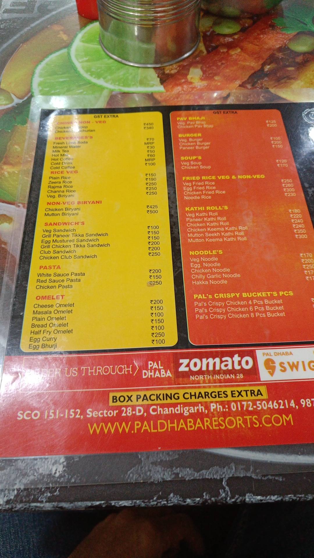 Menu at Pal Dhaba-Pal Dhaba Chandigarh-Non Veg Restaurant-Celebrity ...