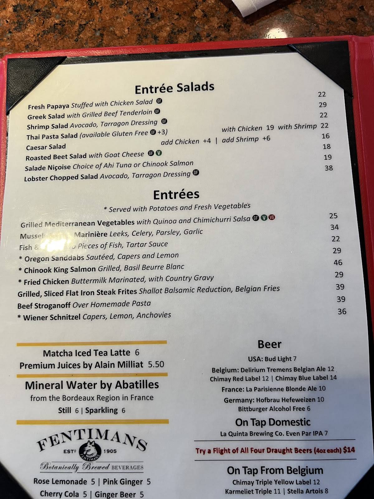 Menu at Si Bon pub & bar, Rancho Mirage