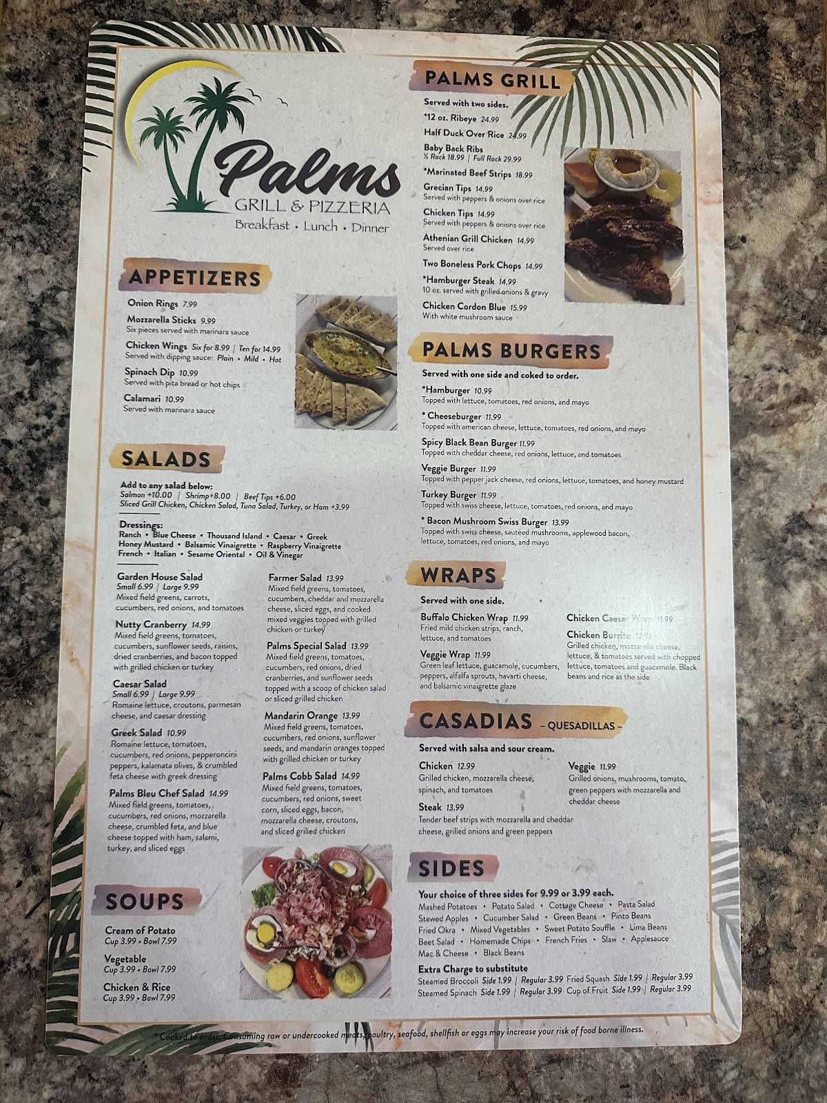 Menu at Palms Grill & Pizzeria, Salisbury