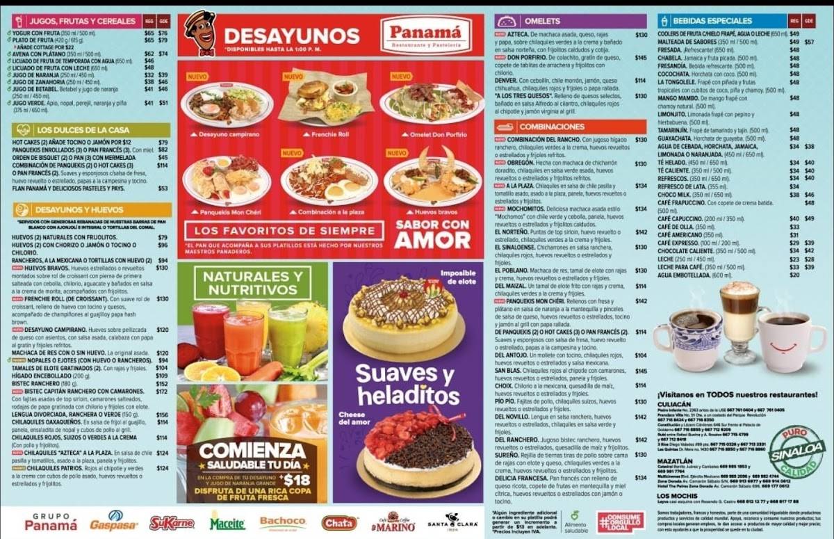 Carta de Panamá Restaurante y Pastelería Zona Dorada, Mazatlán, Av ...