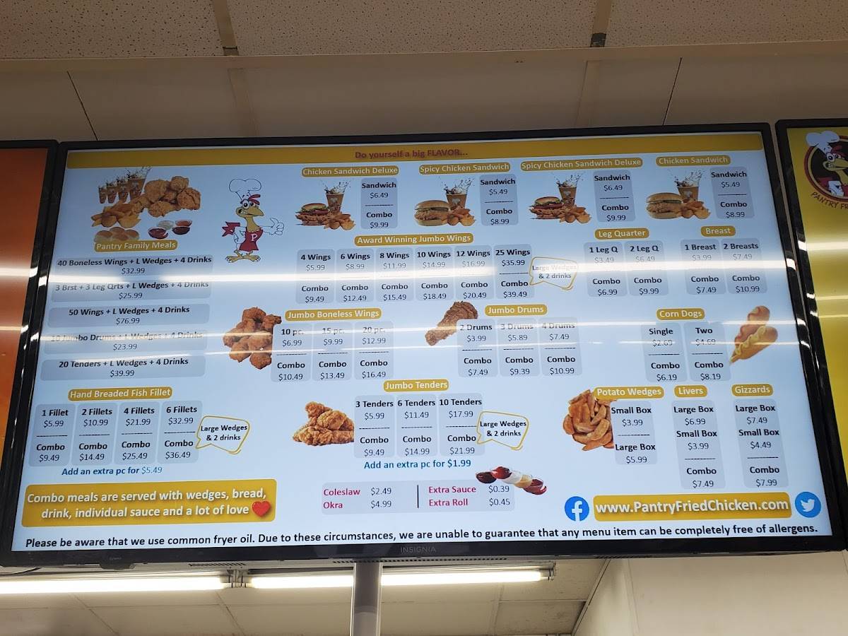 Menu at Pantry Fried Chicken restaurant, Robbins