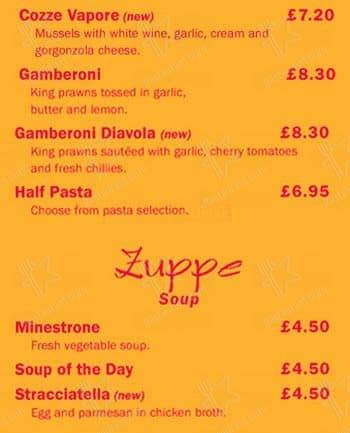 Menu at Papilio restaurant, Edinburgh