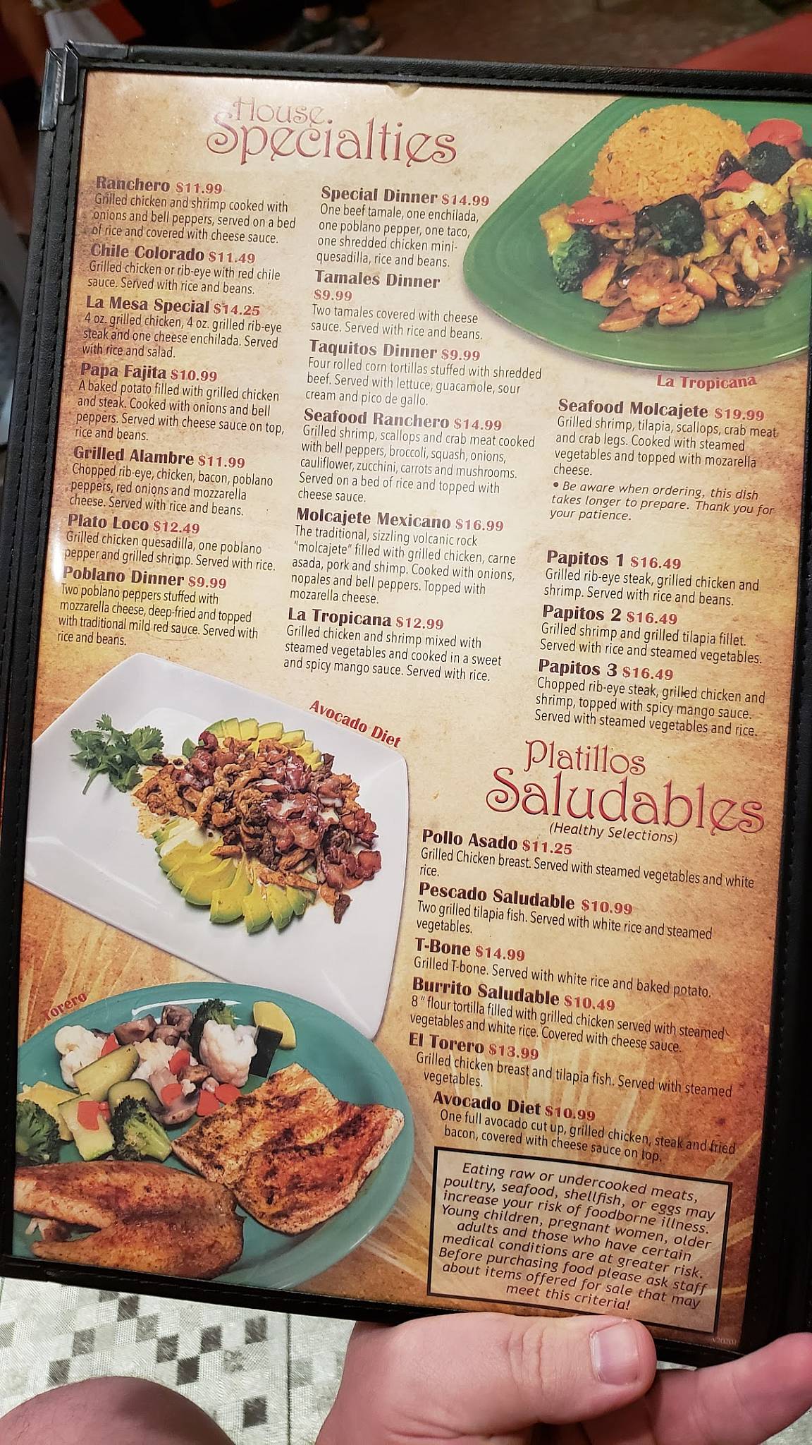 Menu at Papitos restaurant, Jonesboro