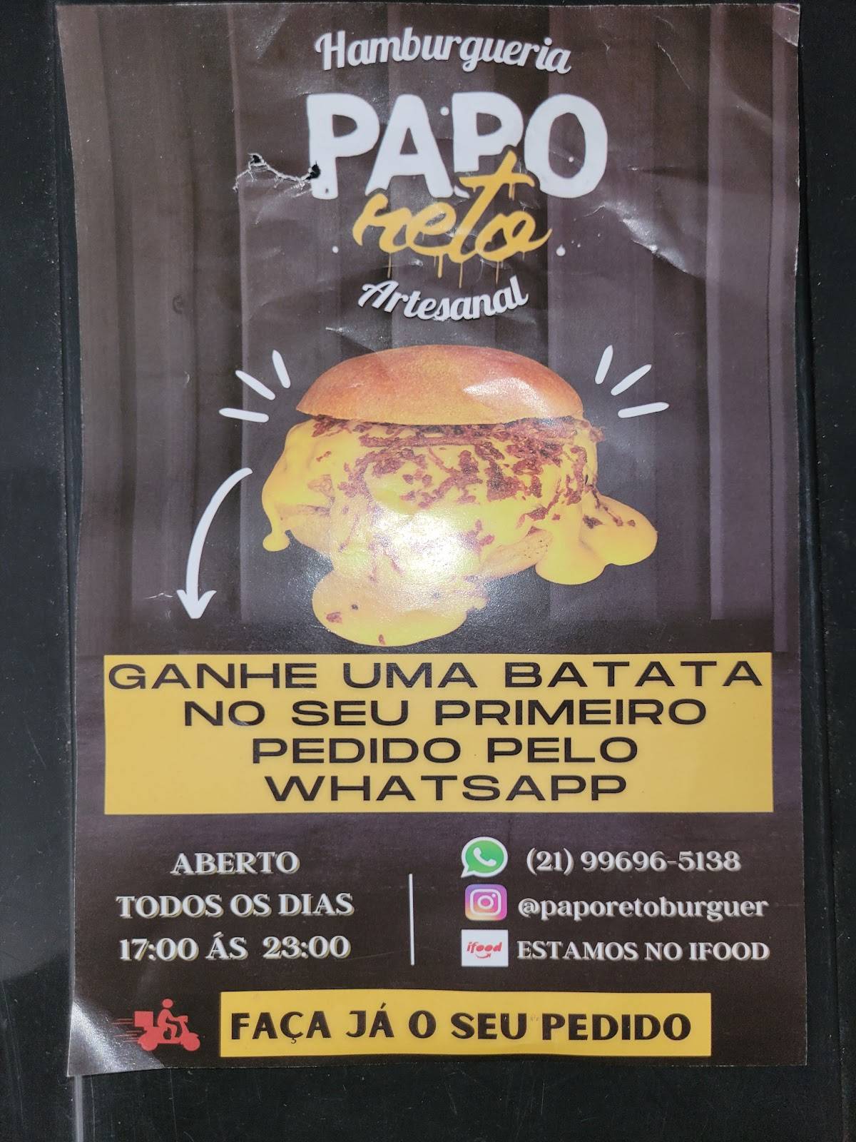 Menu at Papo Reto Hamburgueria Artesanal restaurant, Rio de Janeiro