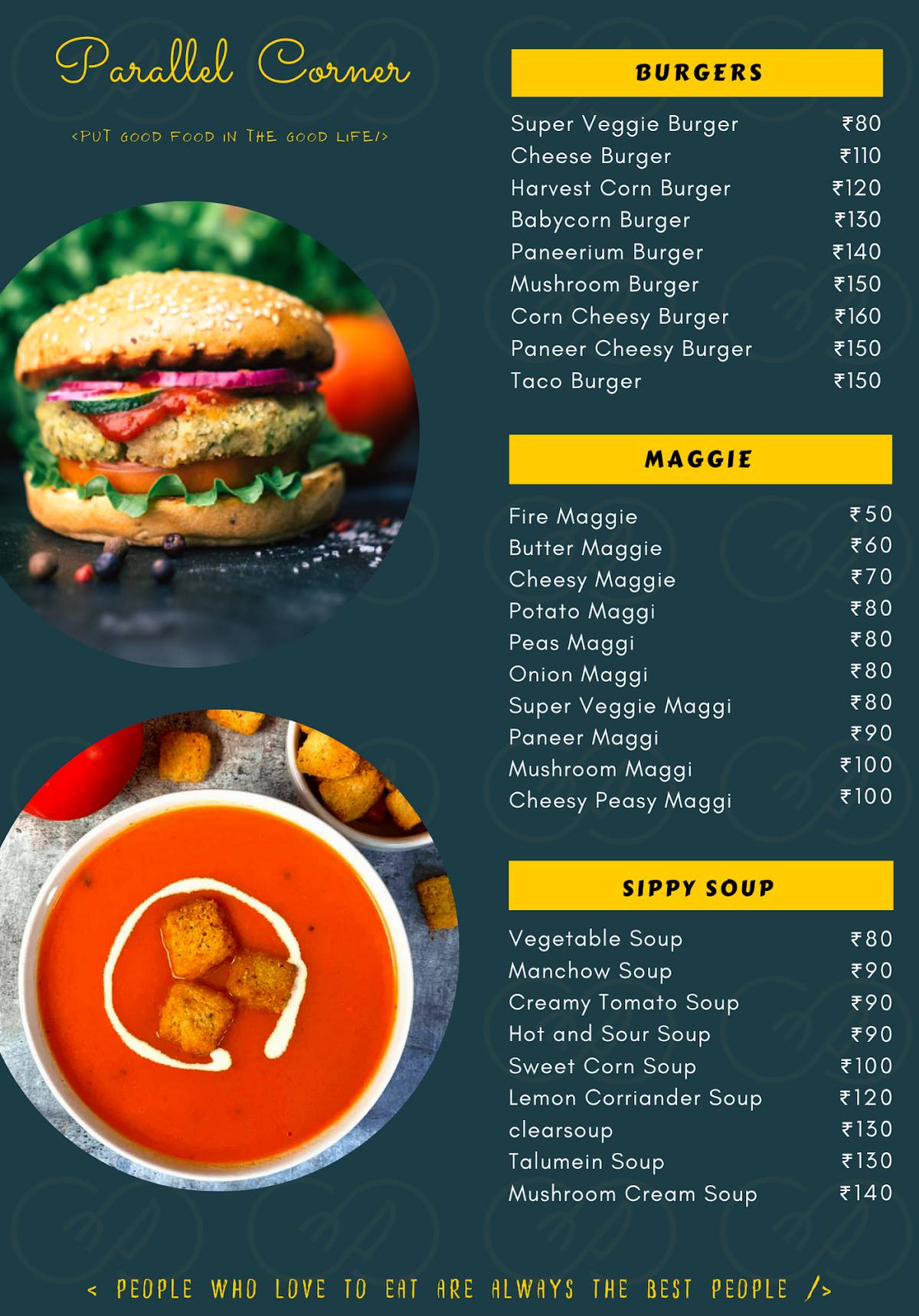 Menu at Parallel Corner, Bengaluru, Thanisandra Main Rd