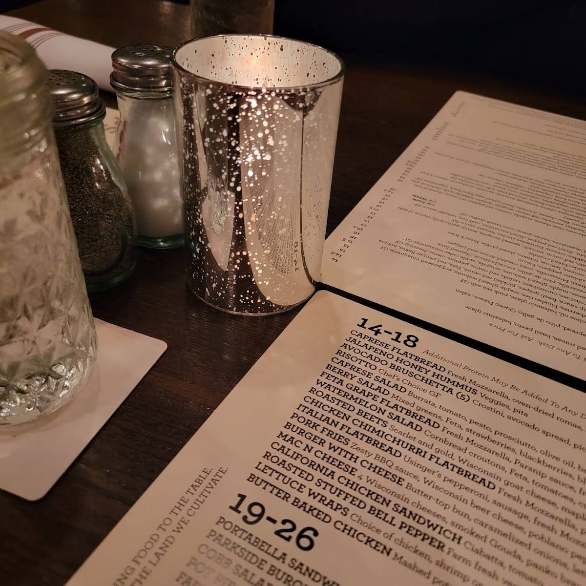 Menu at ParkSide 23 restaurant, Brookfield
