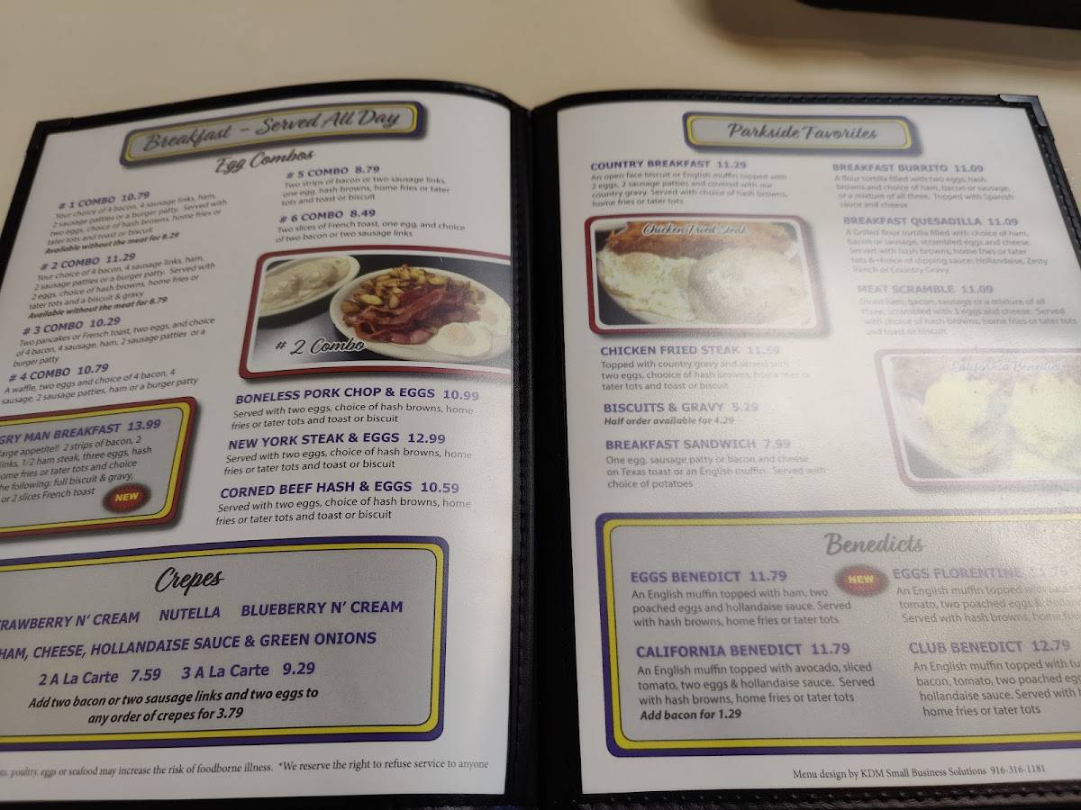 Menu at Parkside Cafe, Medford
