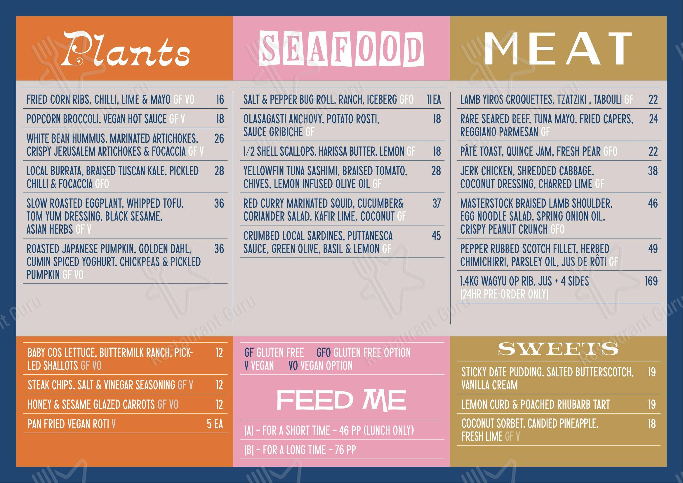 Menu at Part Time Lover restaurant, Adelaide