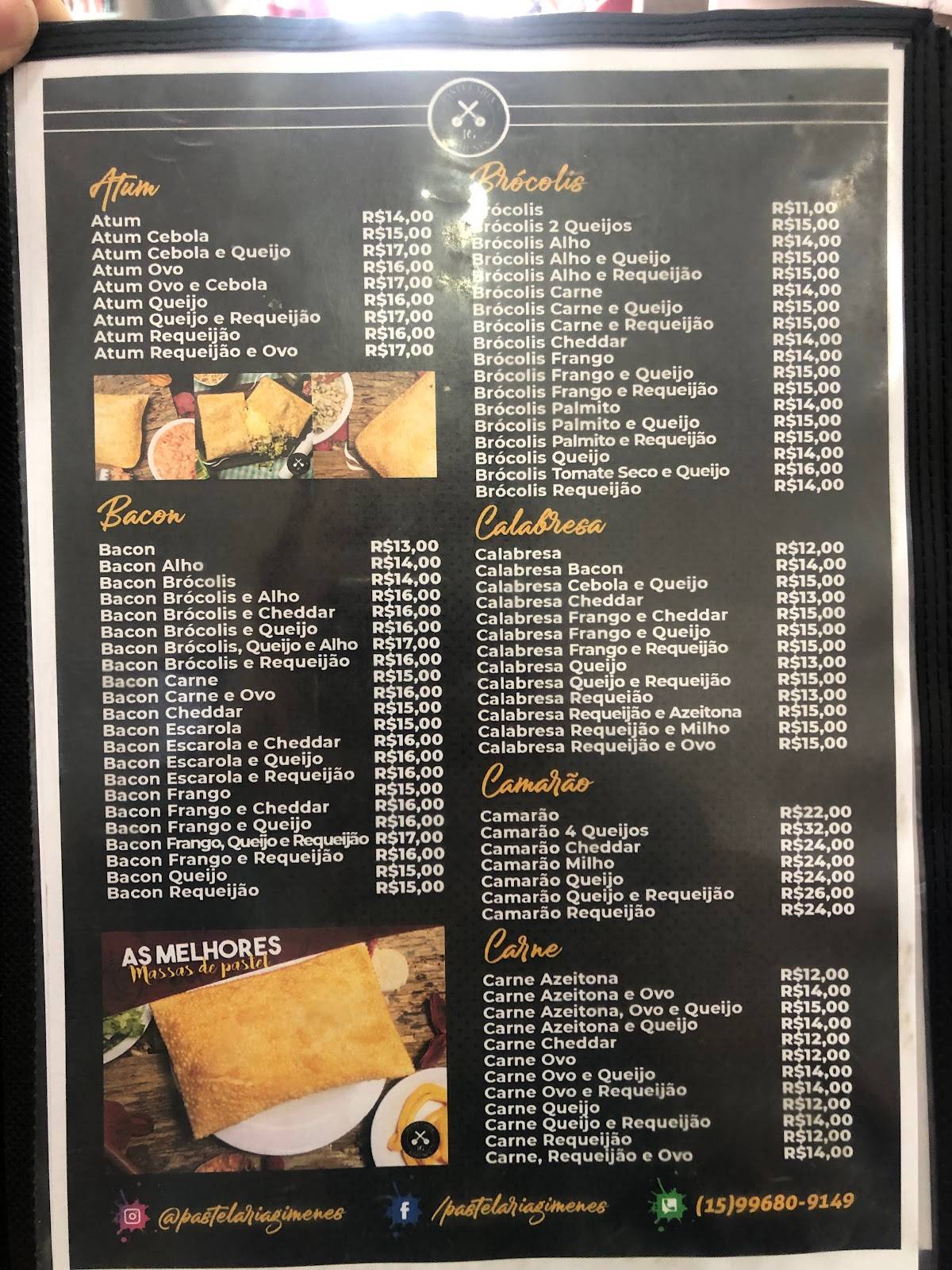 Menu em Pastelaria Gimenes cafeteria, Itapetininga