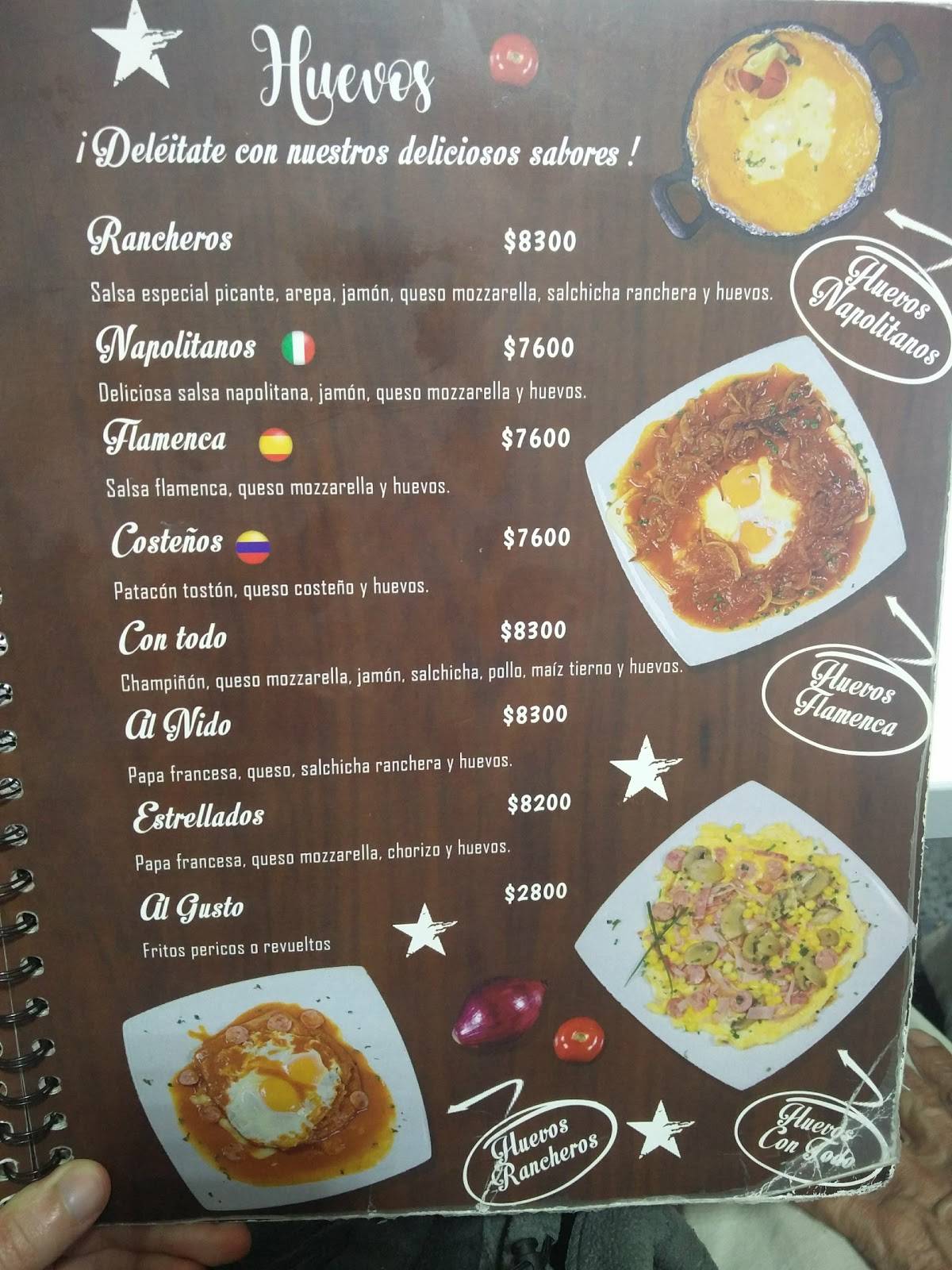 Carta del café Pastelería Moffis, Bogotá