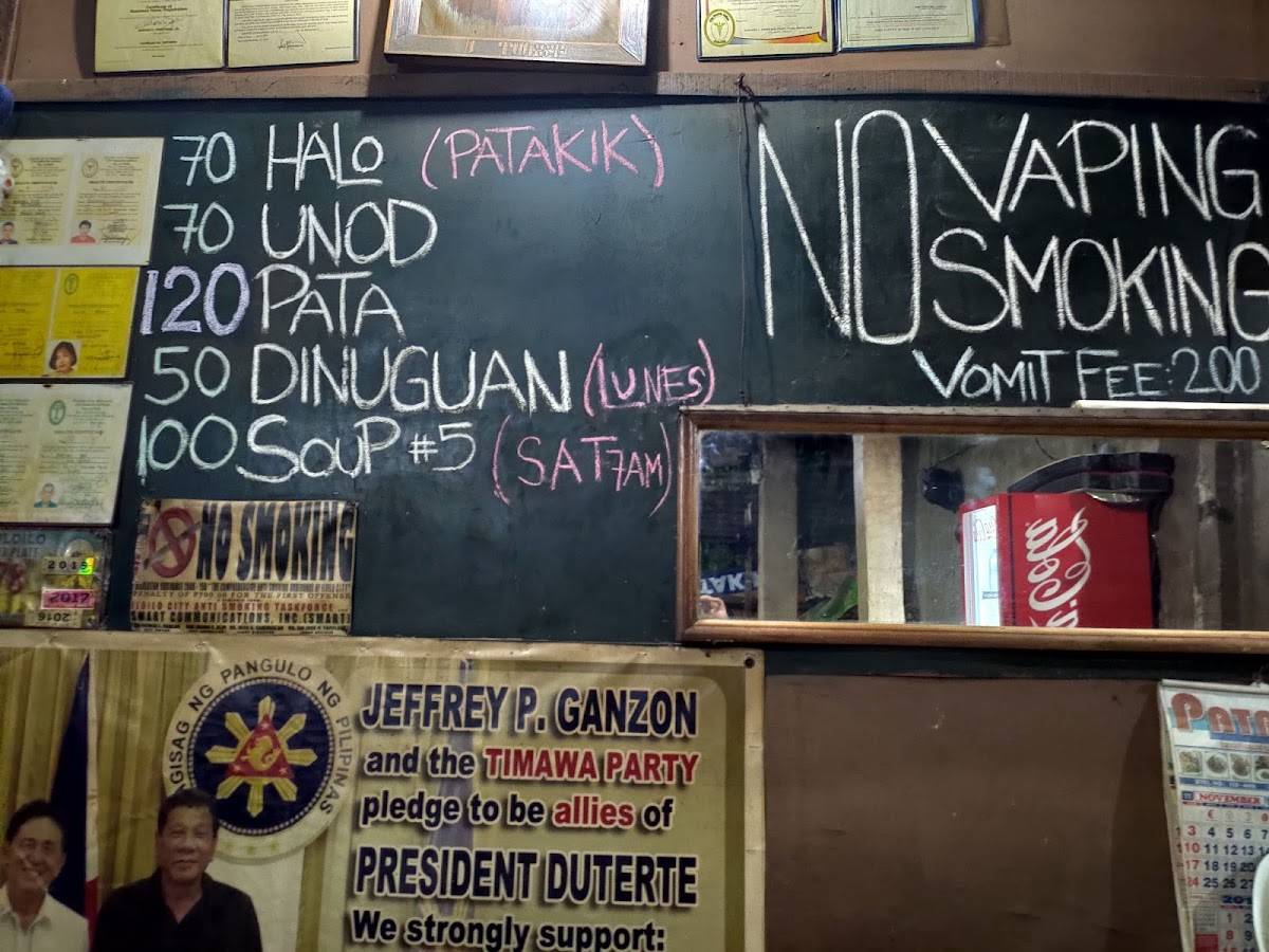 Menu at Patakik restaurant, Iloilo City
