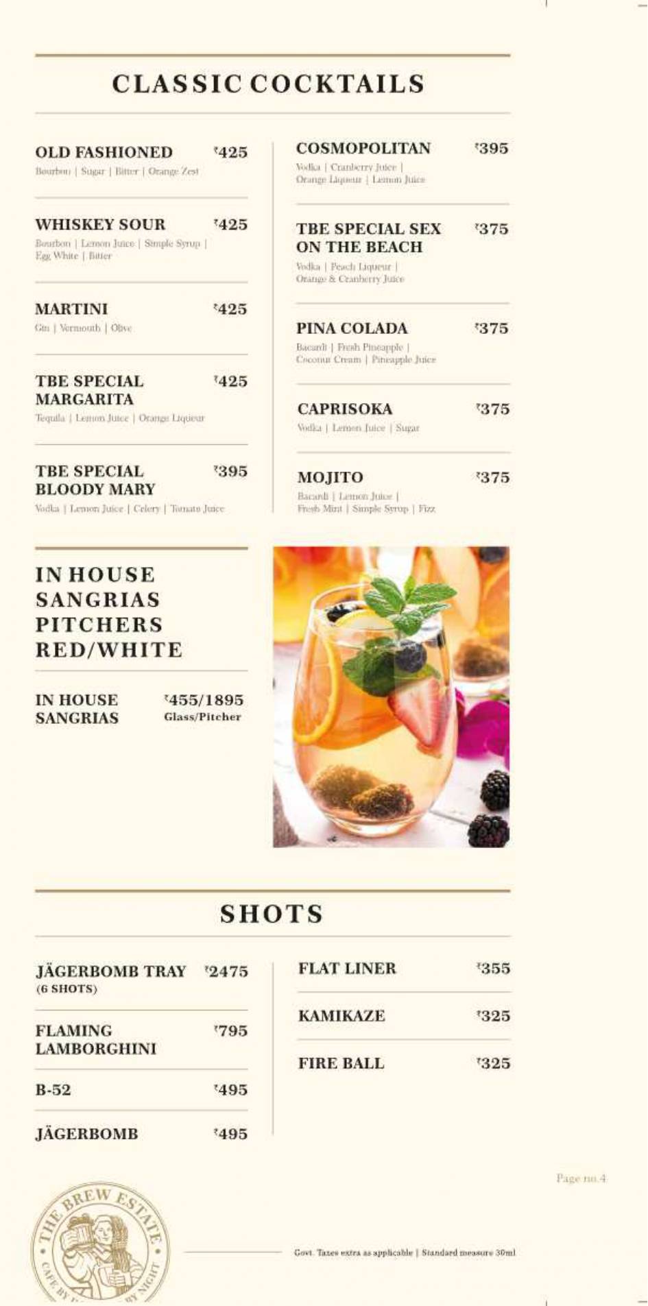 Menu at The Brew Estate, Patiala