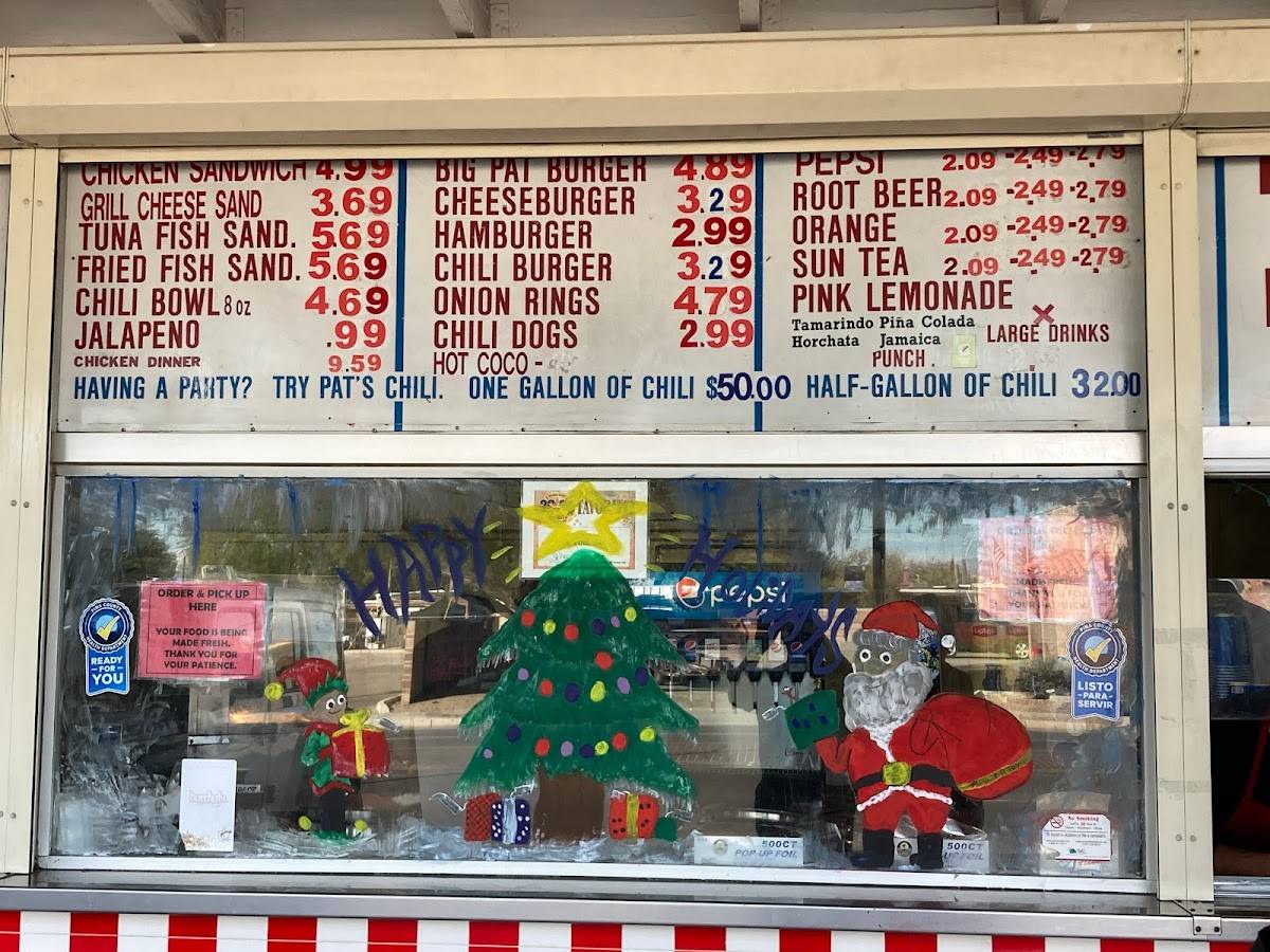 Menu at Pat's Chili Dogs restaurant, Tucson