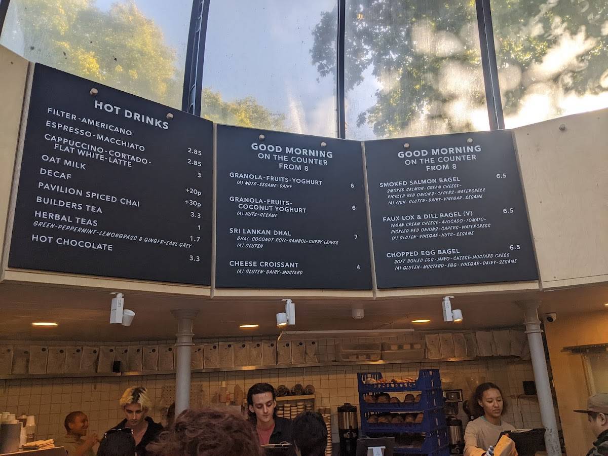 Menu at Pavilion Cafe Victoria Park, London, Victoria Park