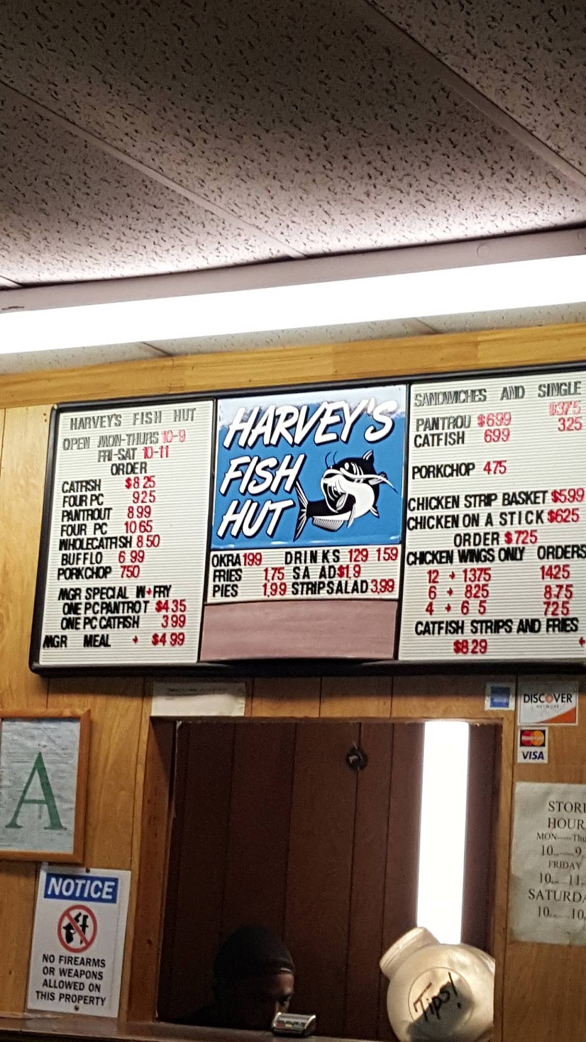 Menu at Harveys Fish Hut restaurant, Pearl