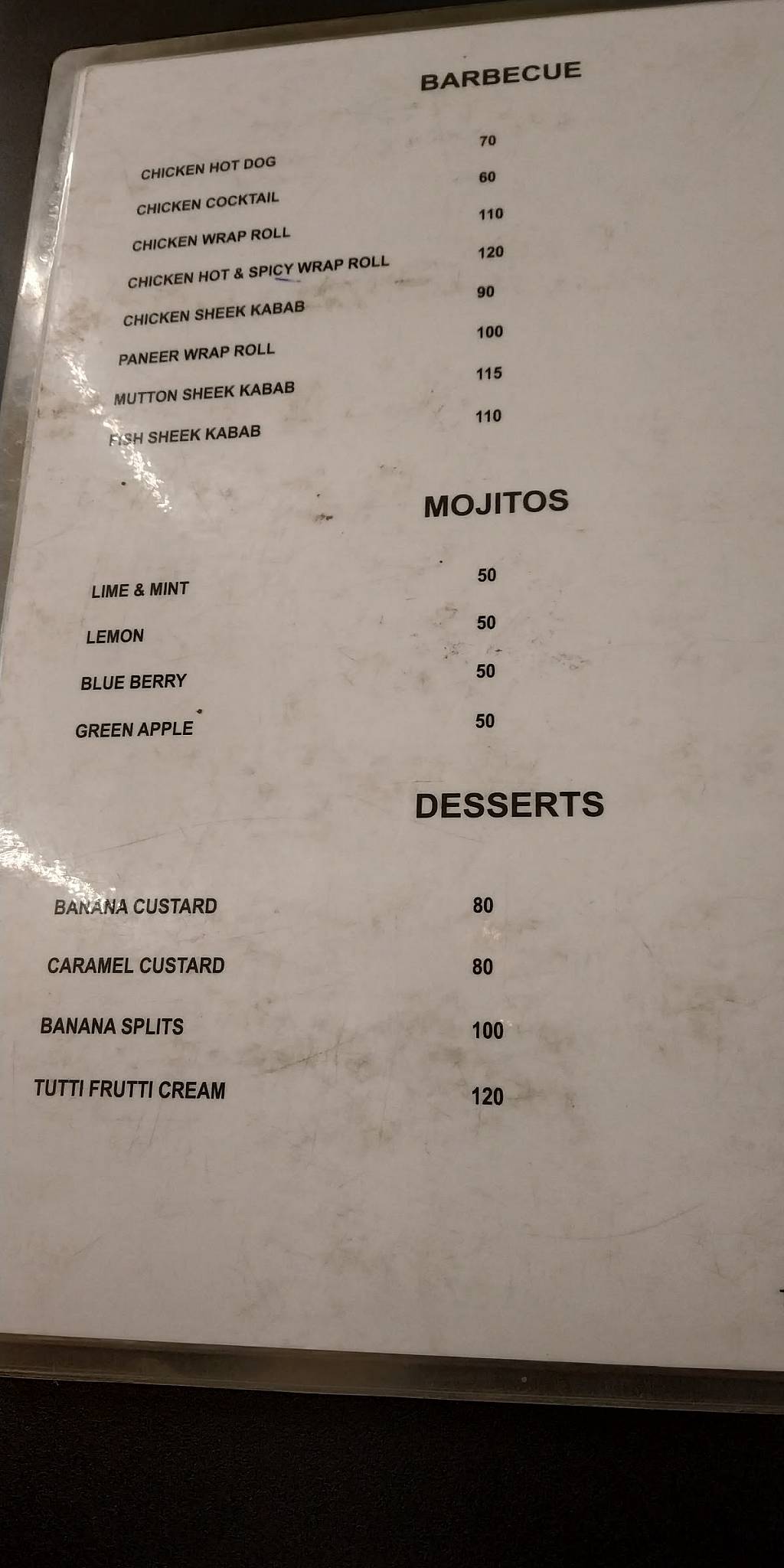 Menu at Pep & Lip Barbecue Cafe, Hosur