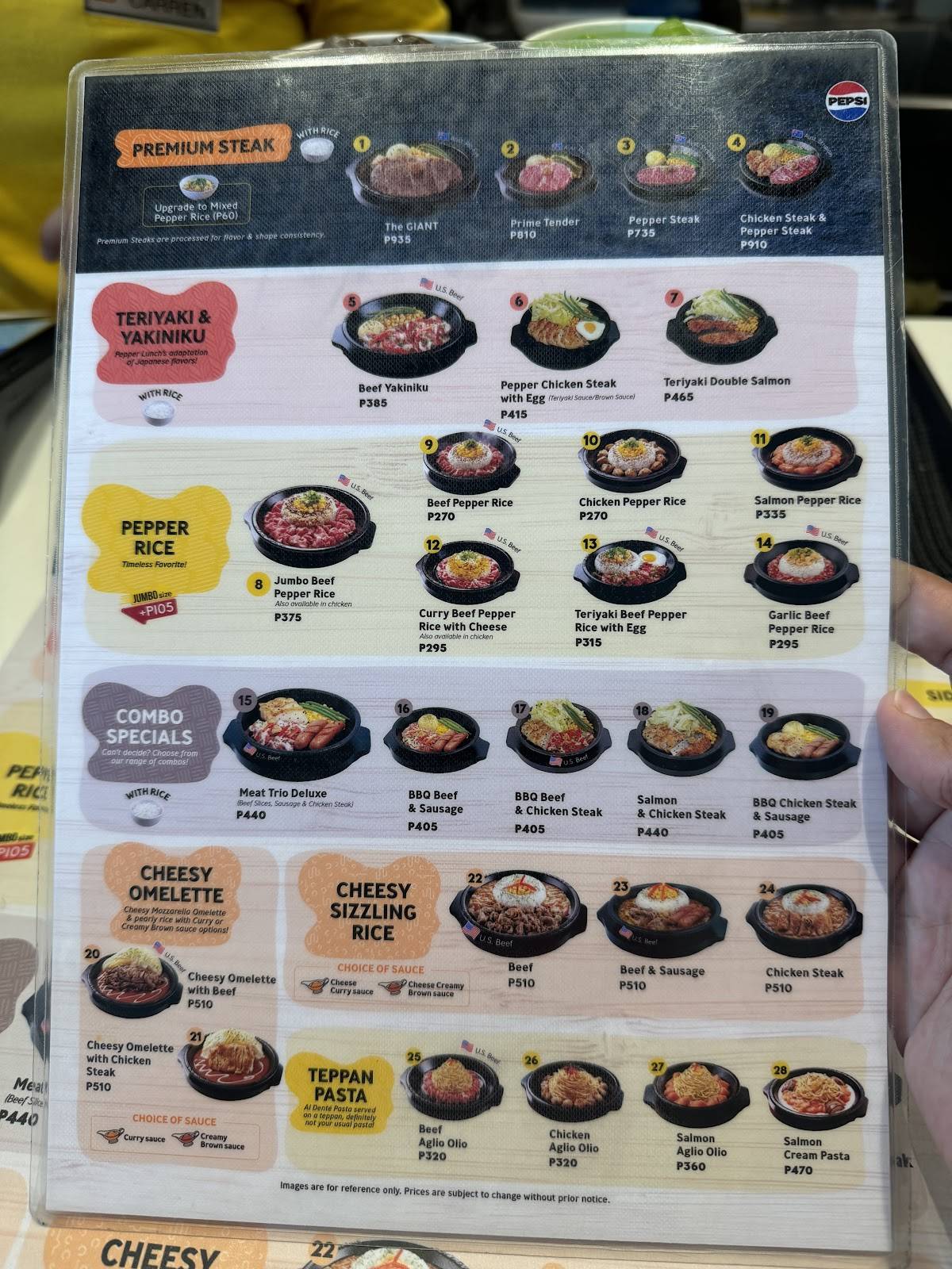 Menu at Pepper Lunch restaurant, Cebu City, 6000 Cebu City