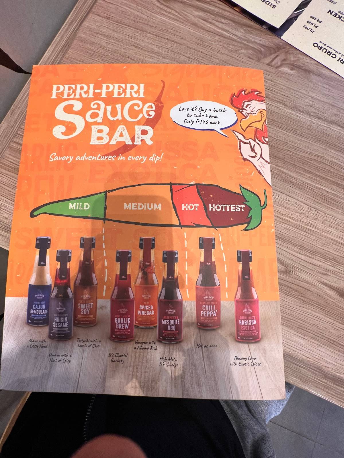 Menu at Peri-Peri Charcoal Chicken & Sauce Bar, Baguio