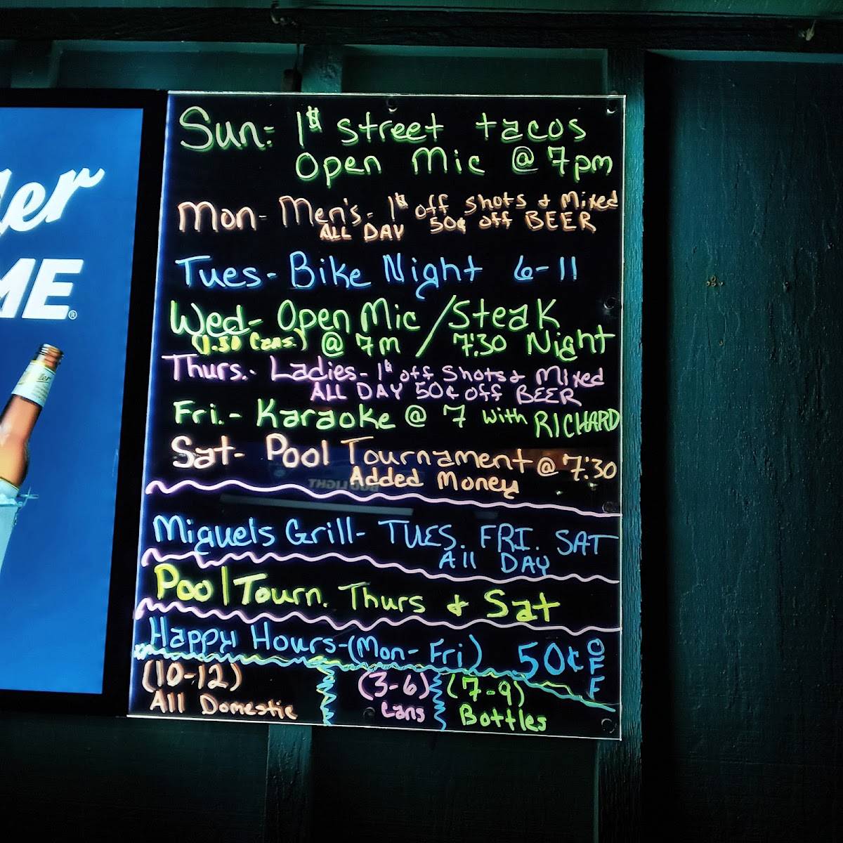 Menu at Perry's Place pub & bar, Fort Smith