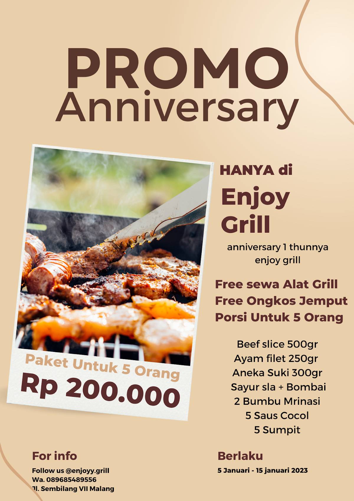Menu at Persewaan Alat grill Enjoy Grill, Malang