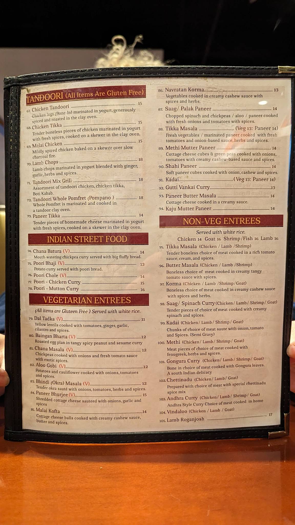 Menu at NAMASTE INDIAN RESTAURANT AND BAR, Franklin