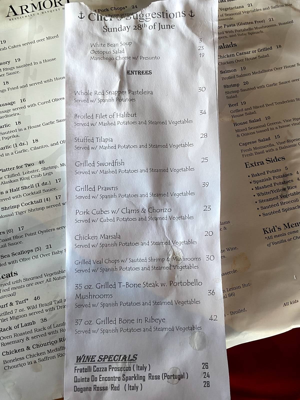 Menu at The Armory NJ restaurant, Perth Amboy