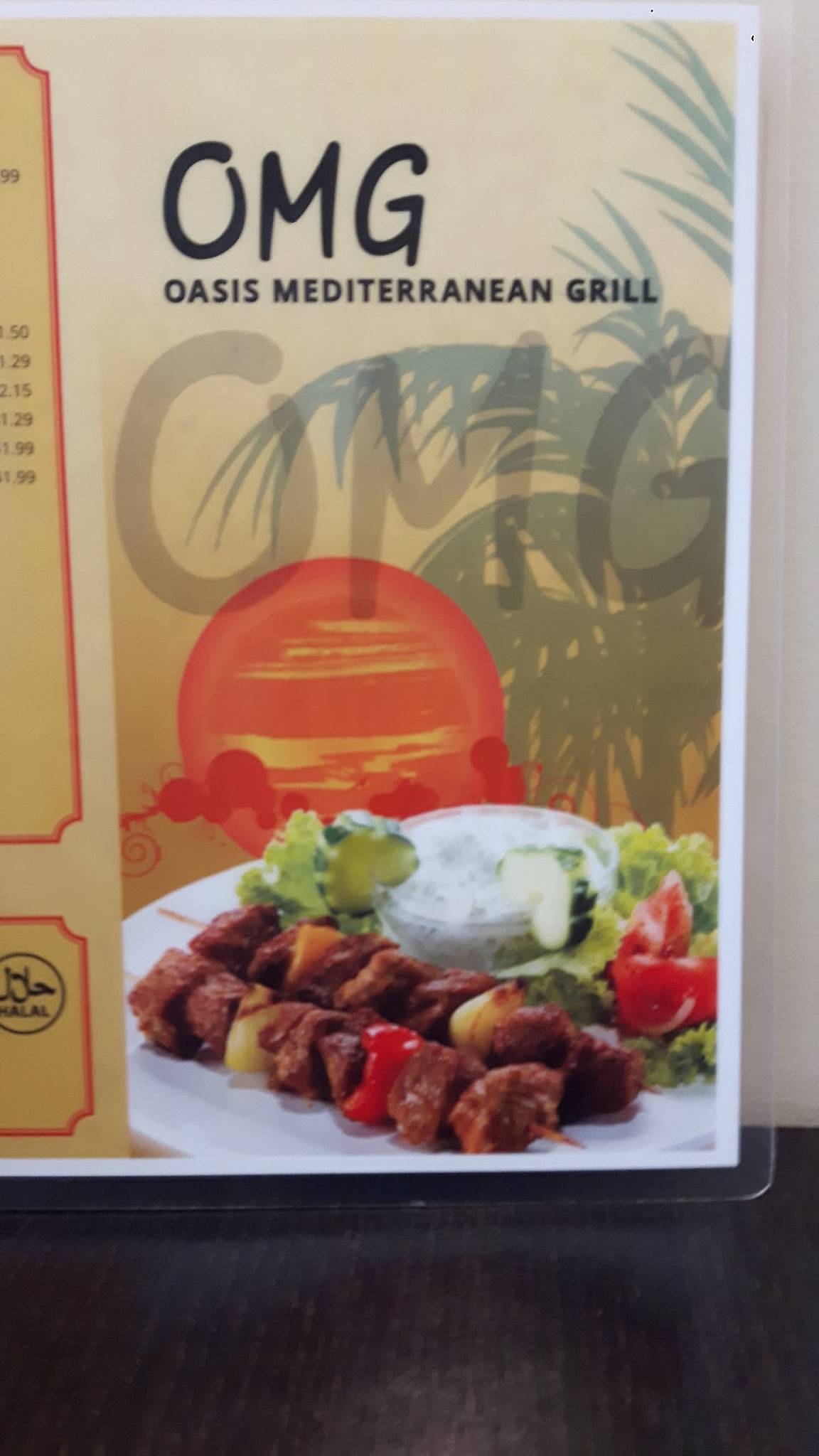 Menu at OMG (Oasis Mediterranean Grill) restaurant, Peterborough