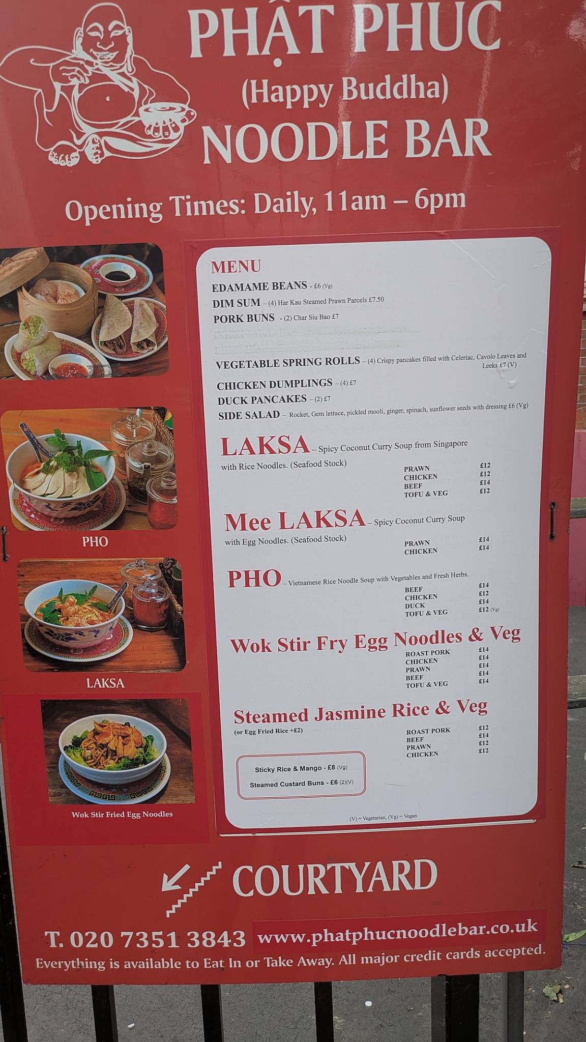 Menu at Phat Phuc Noodle Bar, London, The Courtyard