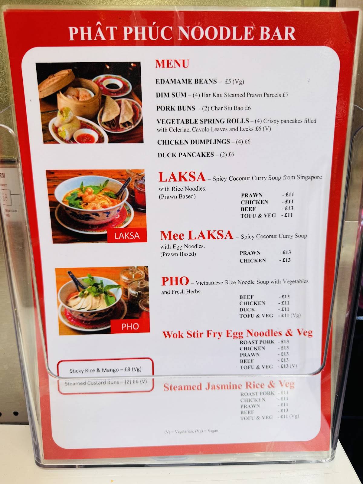 Menu at Phat Phuc Noodle Bar, London, The Courtyard
