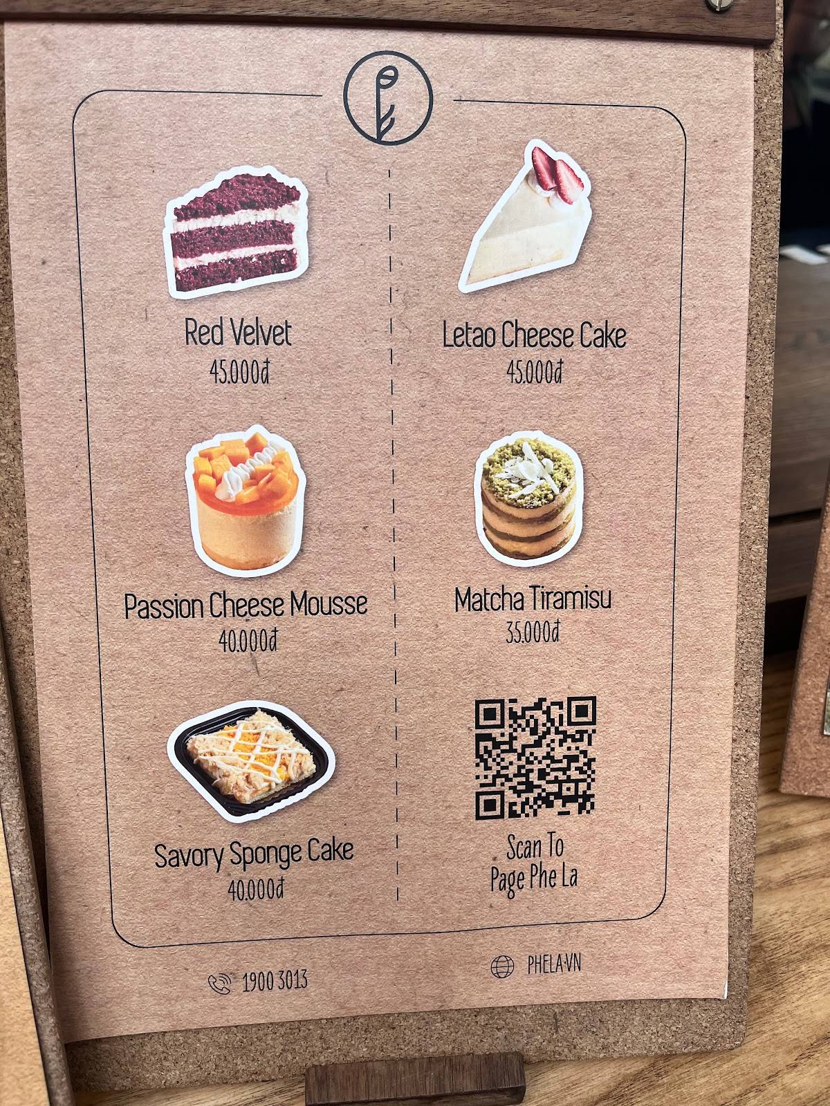 Menu at Phê La restaurant, Hanoi, 2 P. Núi Trúc