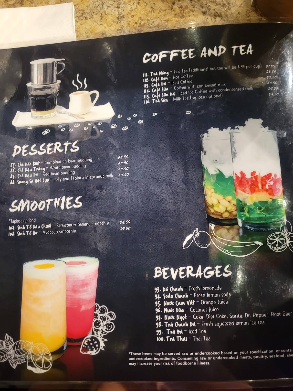 Menu at Pho Ben restaurant, Houston, 935 N Shepherd Dr