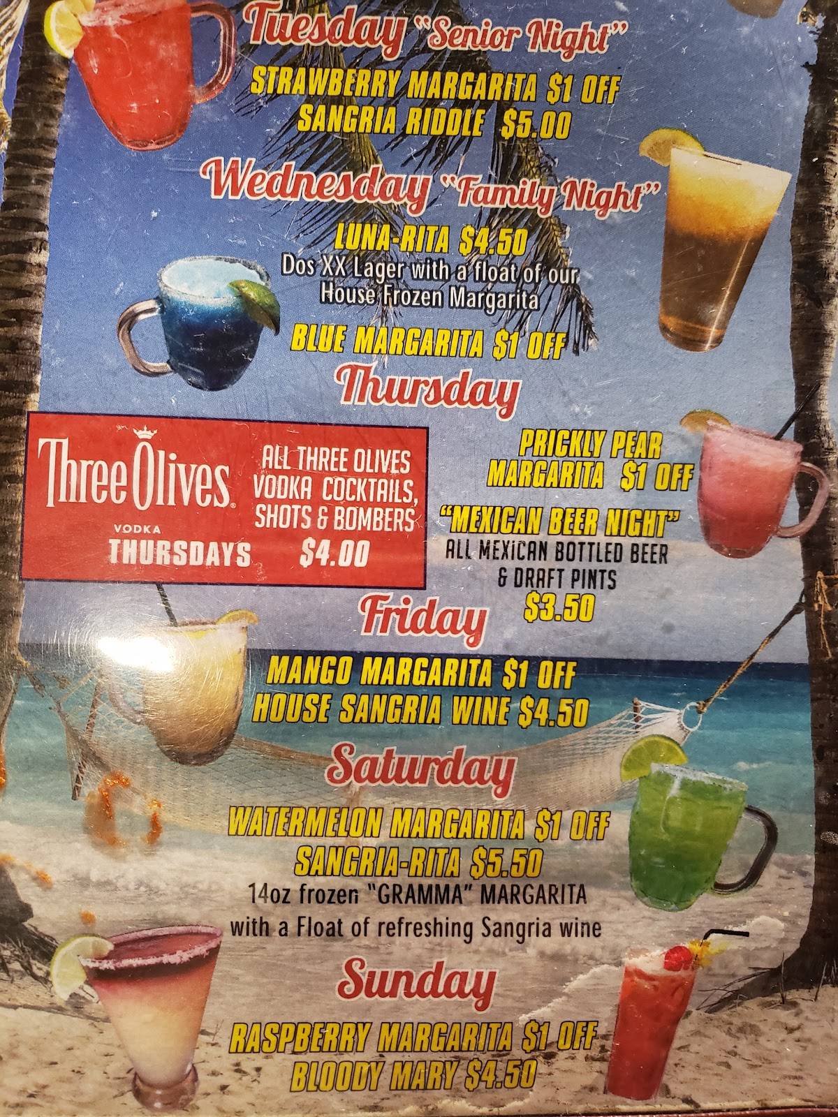 Menu at Valle Luna restaurant, Phoenix, W Bell Rd