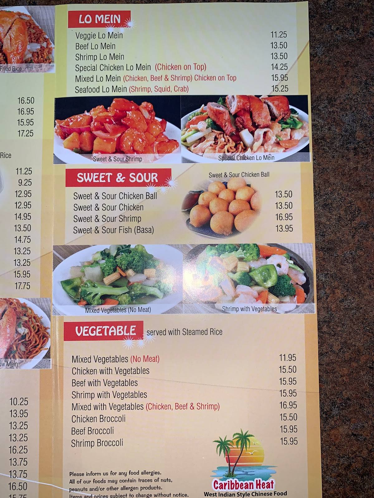 Menu at Caribbean Heat restaurant, Pickering