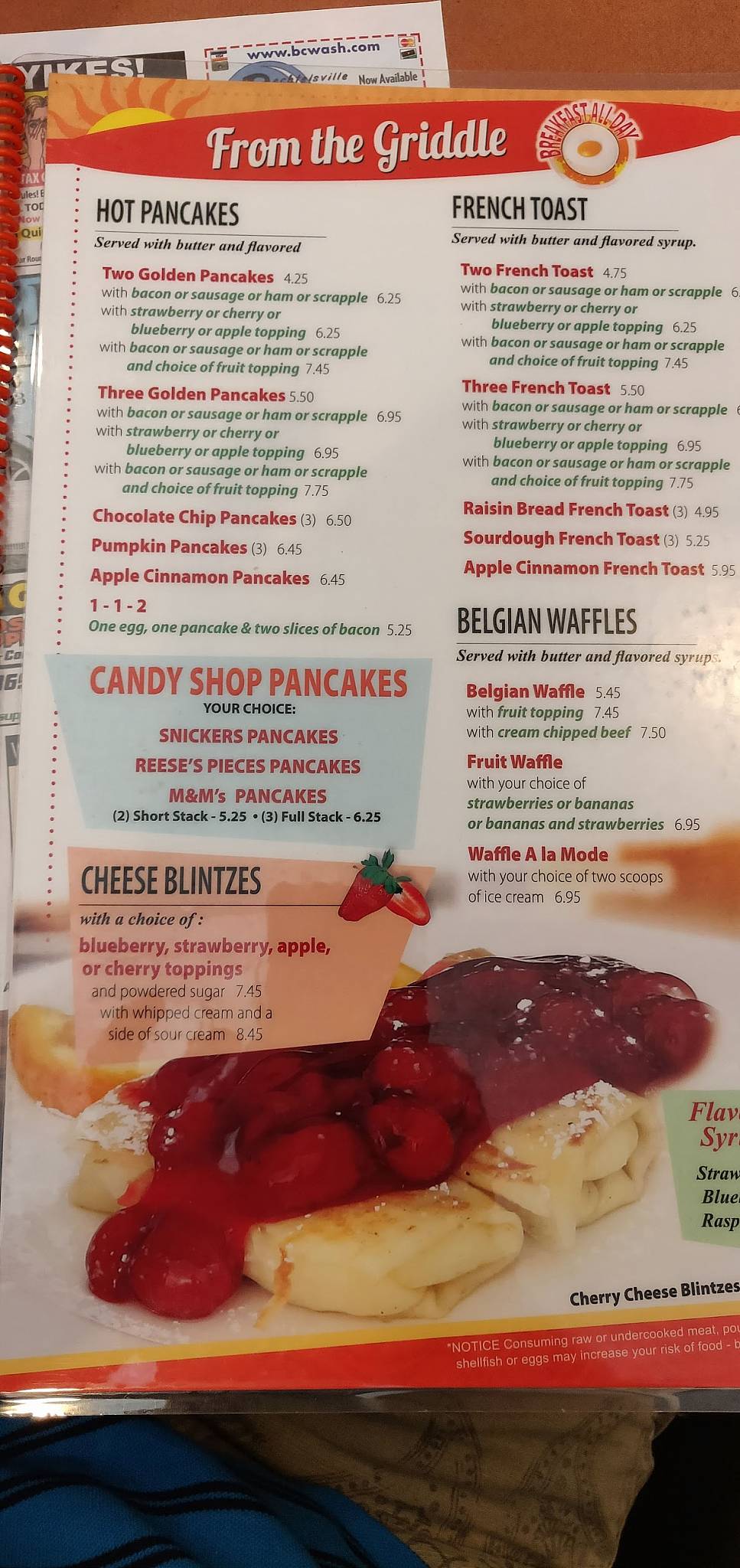 Menu at The New Pied Piper Diner restaurant, Barto