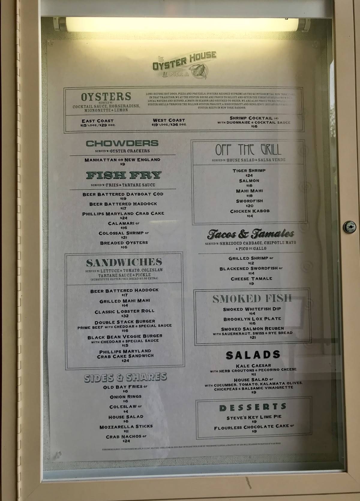 Menu at Pier A Harbor House pub & bar, New York City, 22 Battery Pl