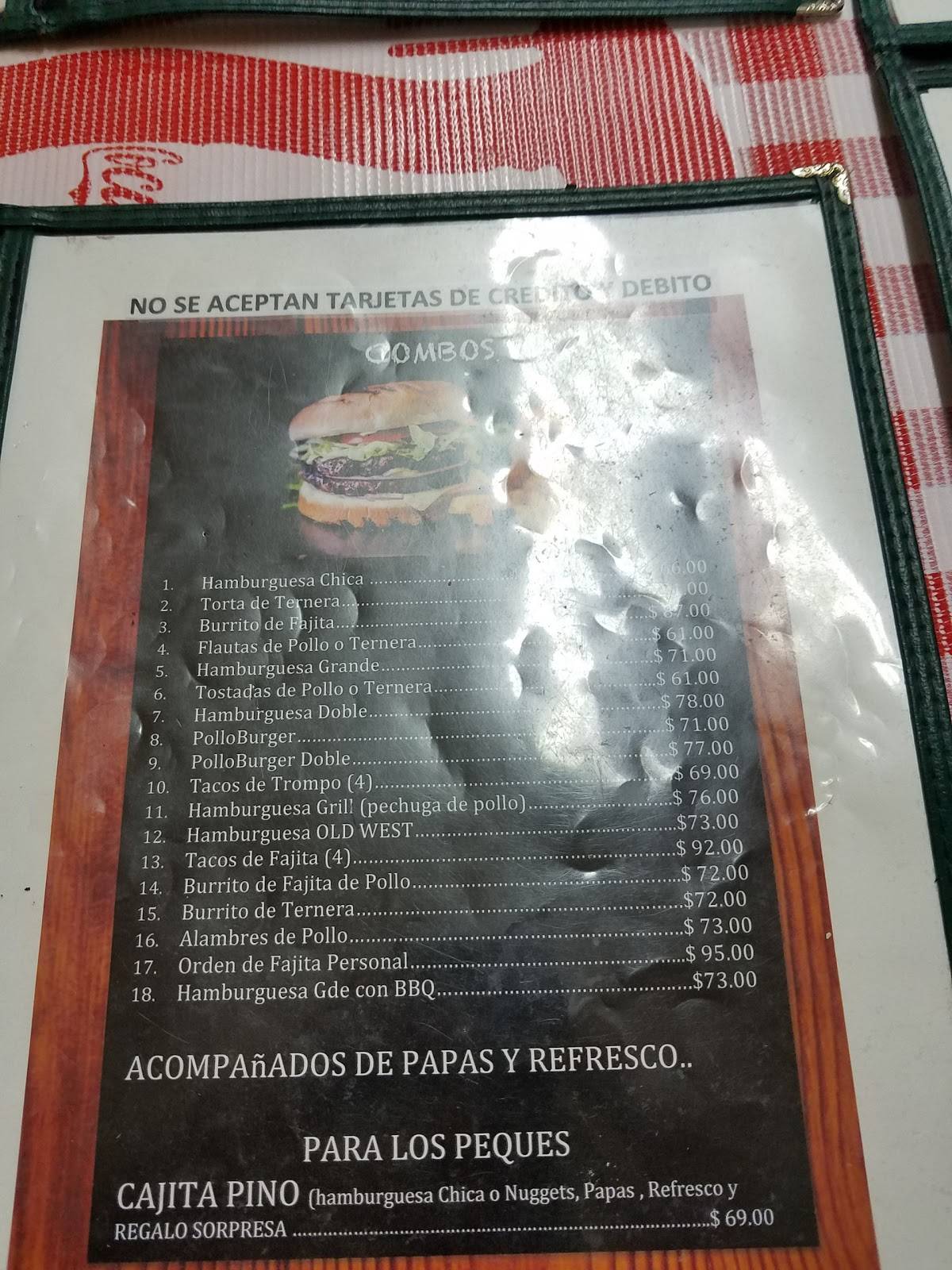 Carta del restaurante Pino Burger (por Ulloa), Nuevo Laredo, C ...