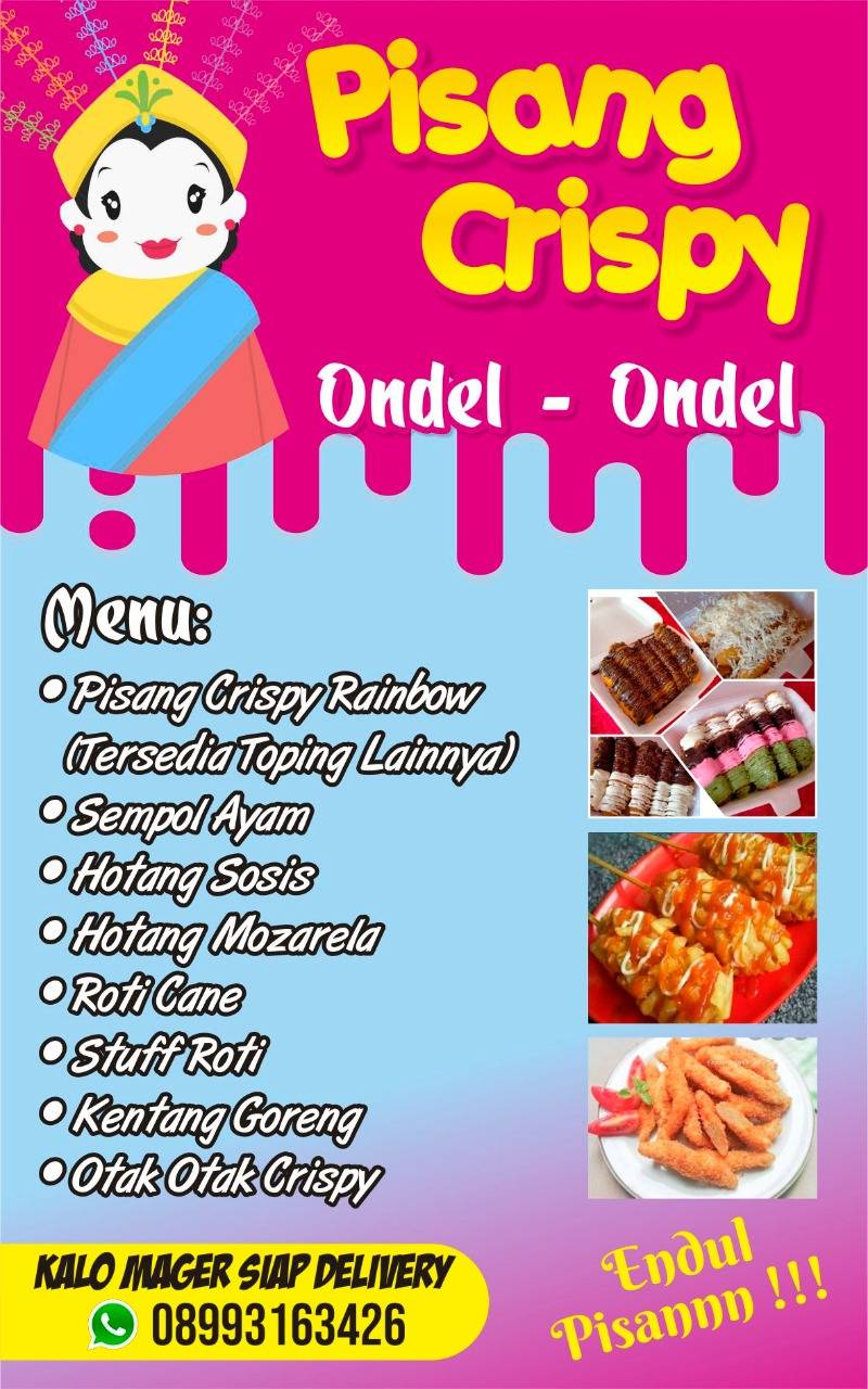 Menu at Pisang crispy ondel ondel cafe, Purwakarta