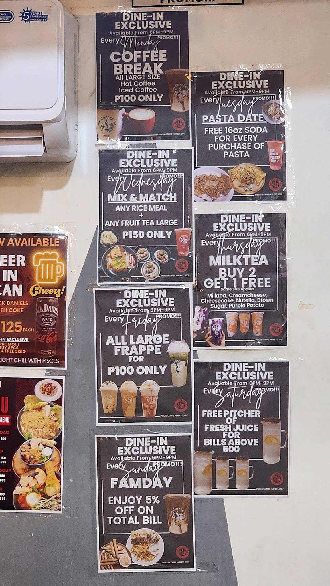 Menu at Pisces Coffee Hub cafe, San Carlos City, Barangay