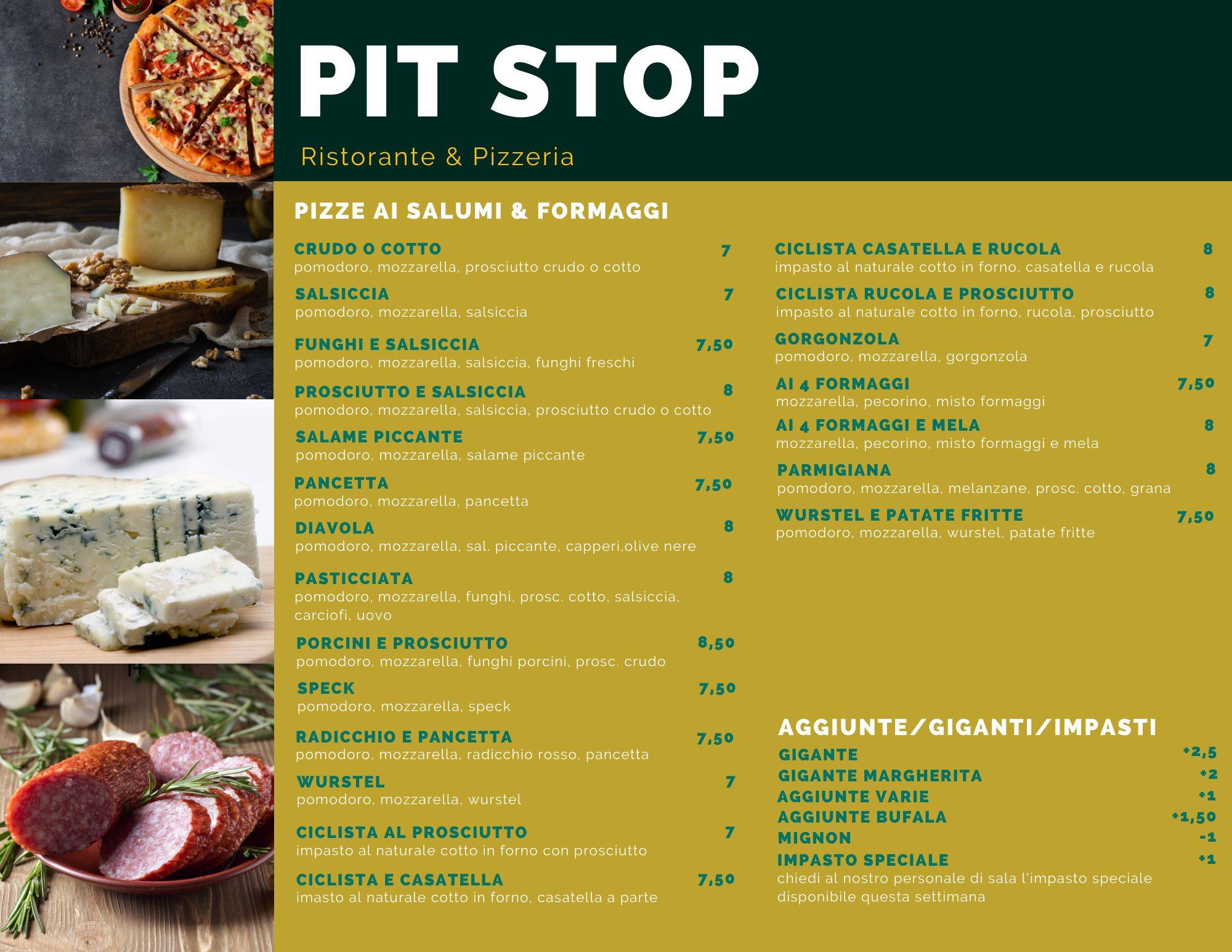 Menu da Pit Stop 2.0 ristorante, Imola
