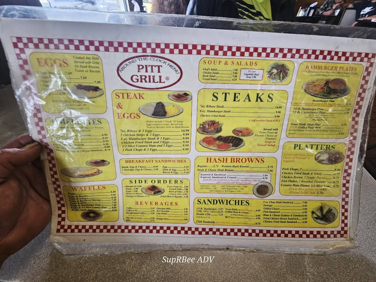 Menu at Pitt Grill Restaurant, New Boston