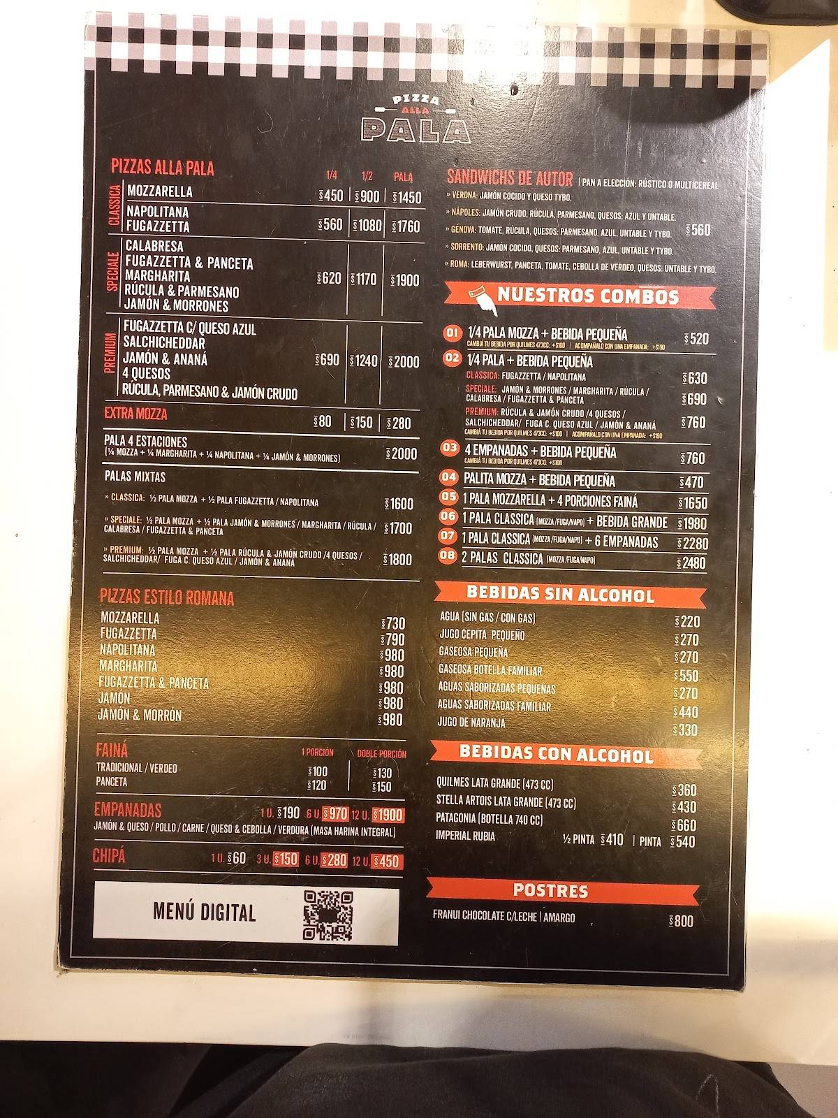 Carta del restaurante Pizza Alla Pala - Estrada, Córdoba