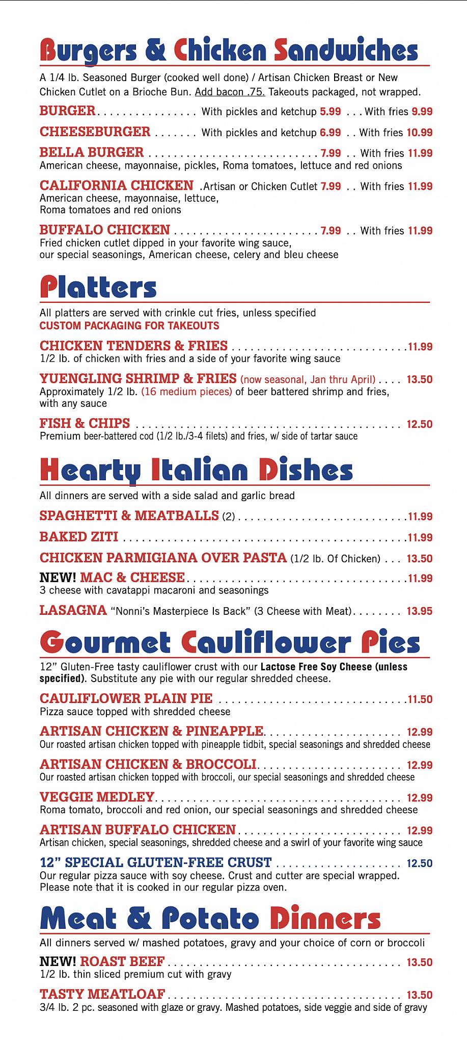 Menu at Pizza Bella - Hanover/Ashley pizzeria, Wilkes-Barre, 782 Hazle St