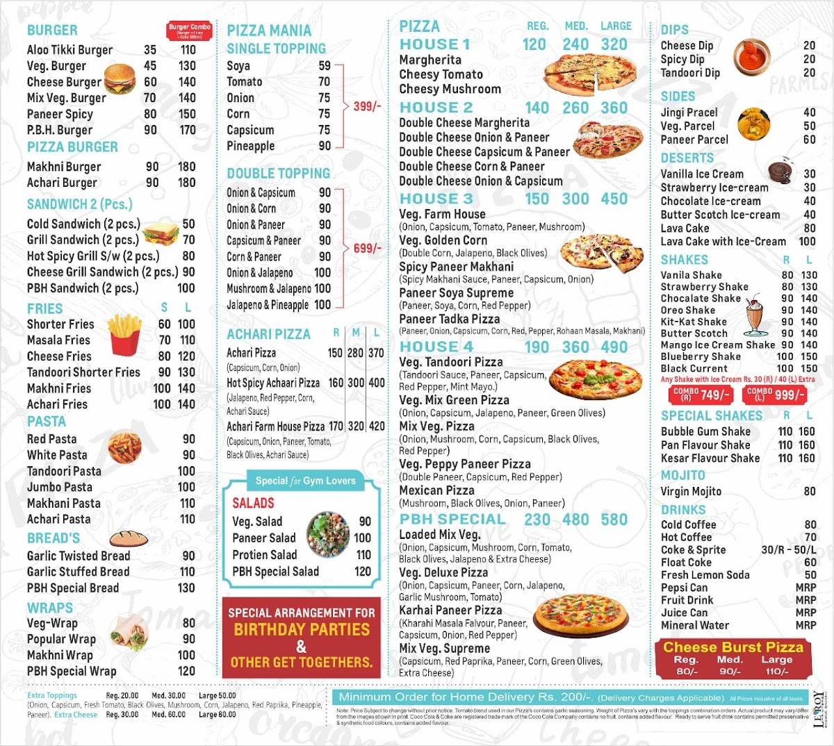 Menu at Pizza Bite House, India, Jarai Rd