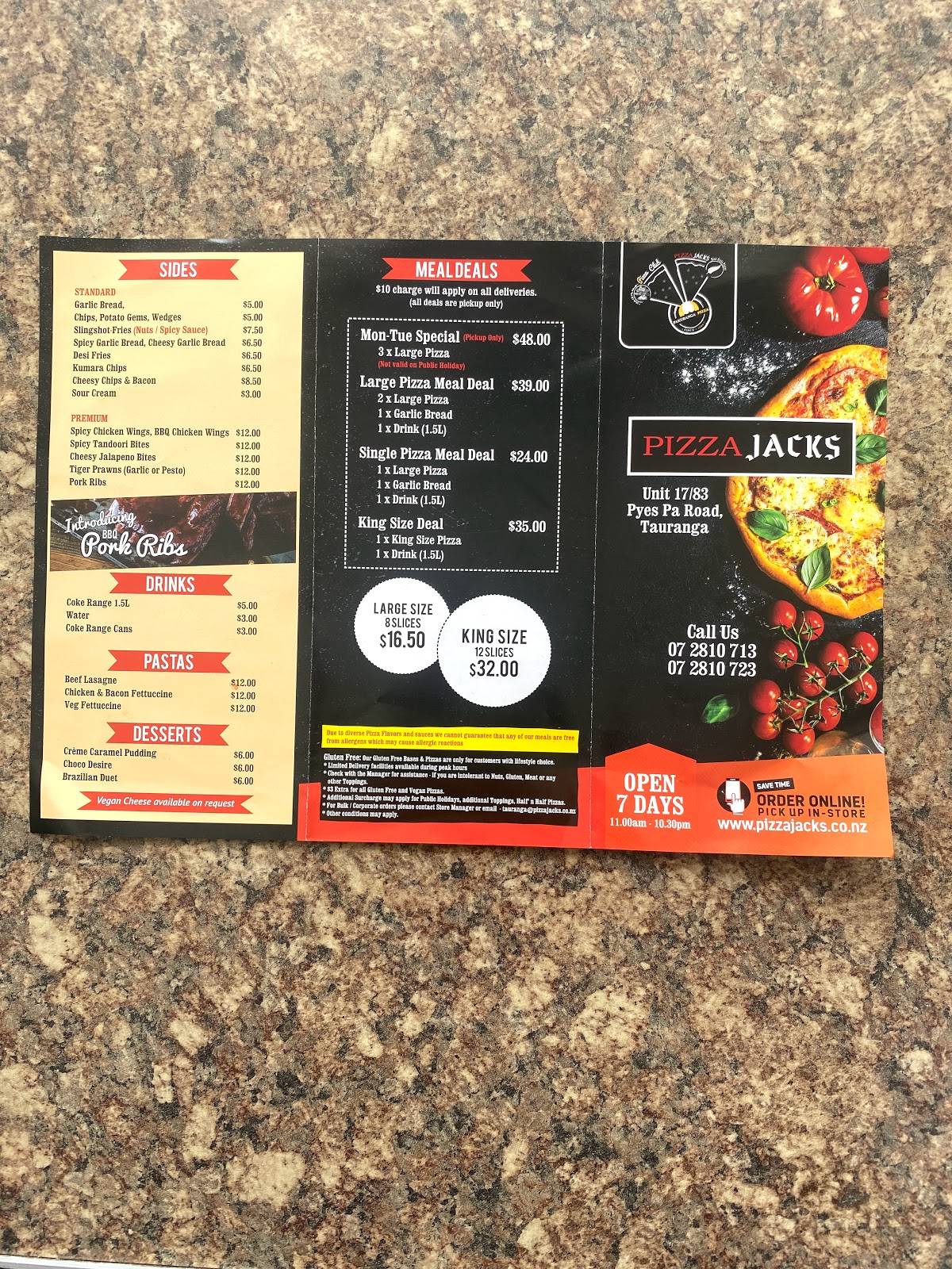 Menu at Pizza Club Max - Tauranga, Tauranga