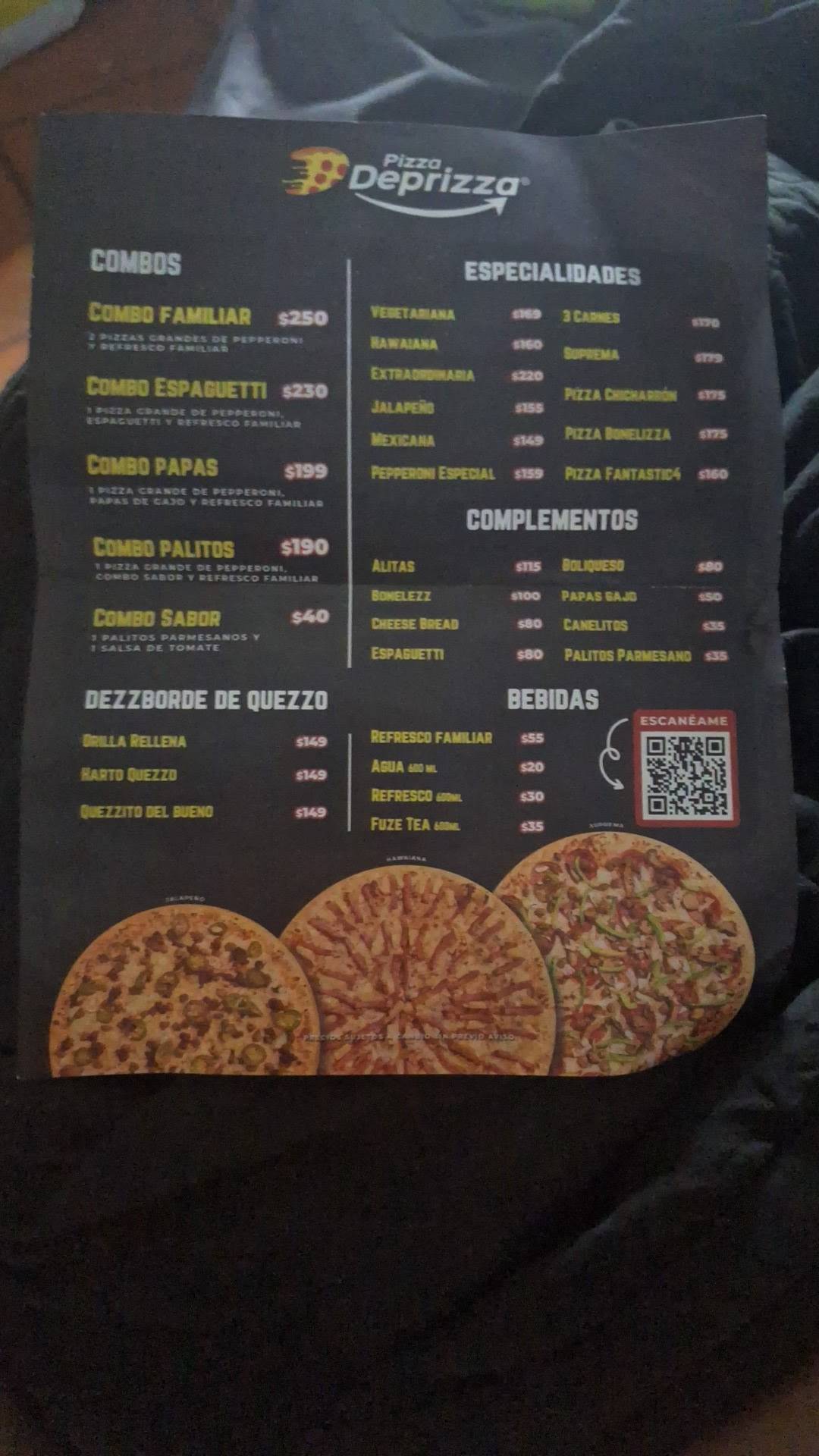 Menu at Pizza Deprizza restaurant, Nuevo Laredo, Prol Av Monterrey